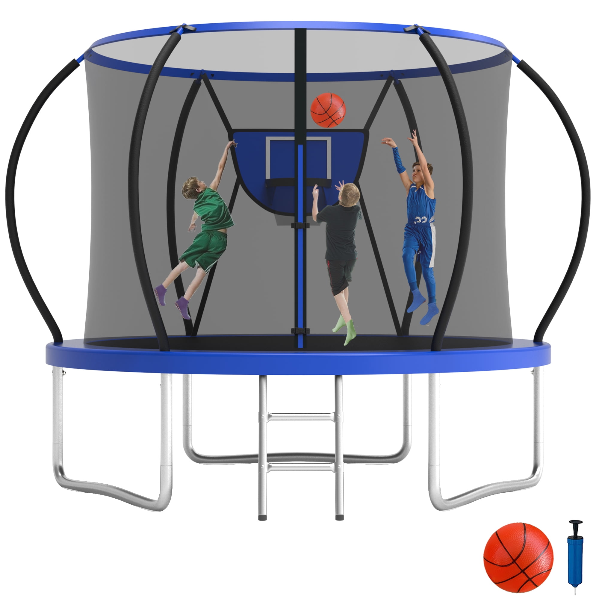 KOFUN 10FT Trampoline with Basketball Hoop, 1000LBS Heavy Duty ...
