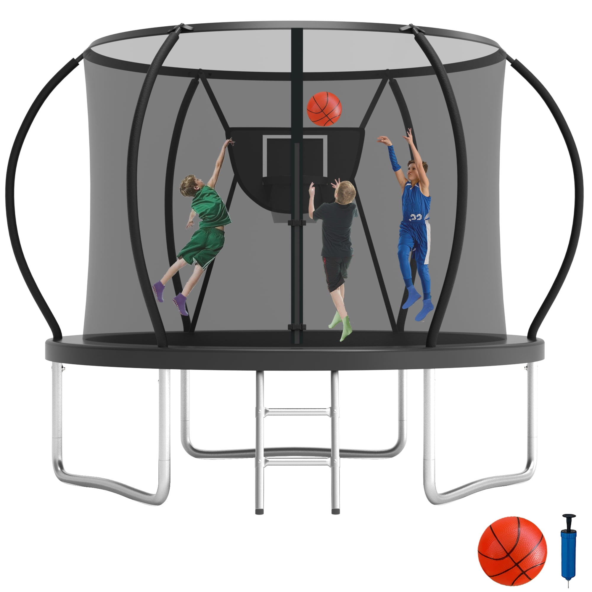 KOFUN 10FT Trampoline with Basketball Hoop, 1000LBS Heavy Duty ...