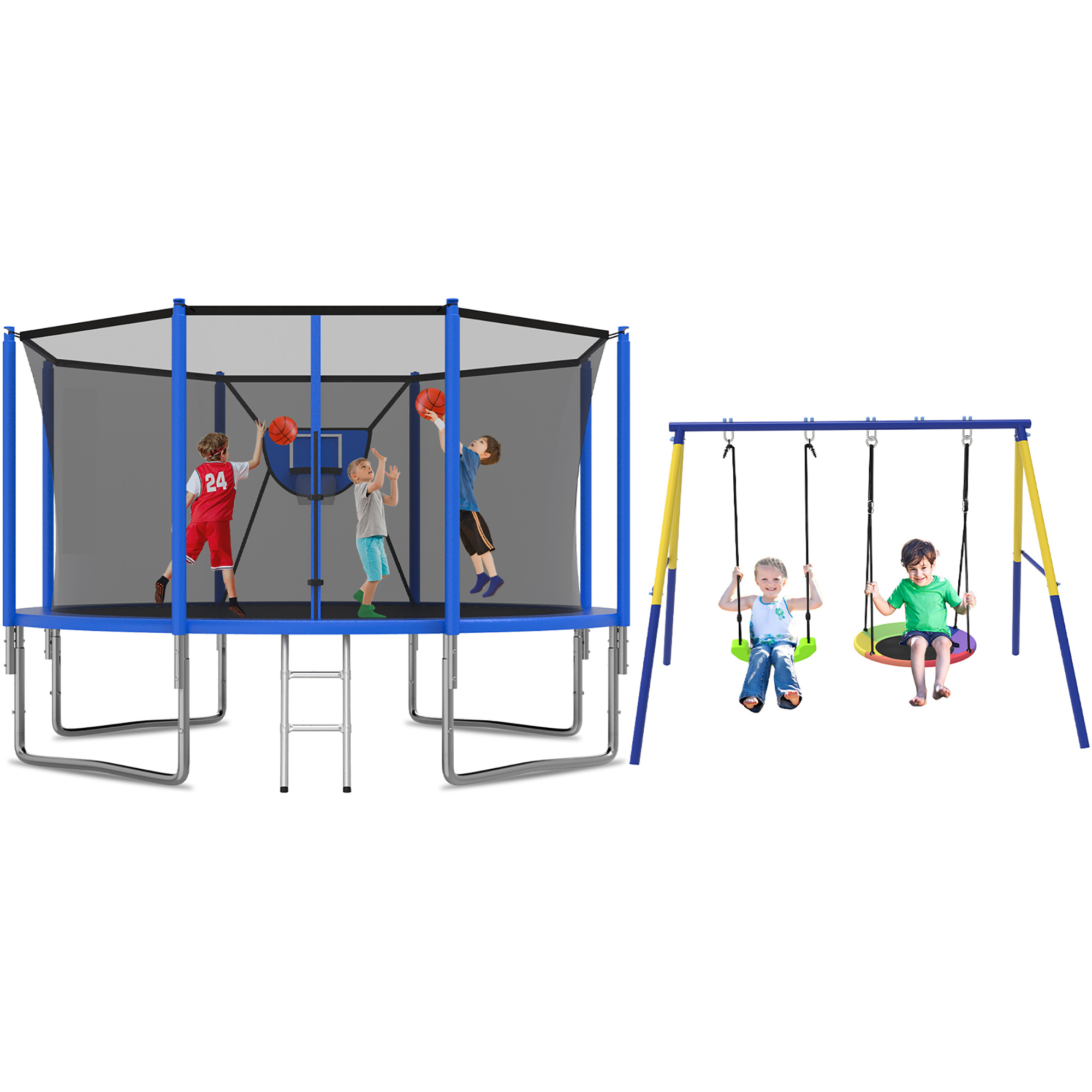 KOFUN 12FT Trampoline with Swing, Recreational Trampoline with ...