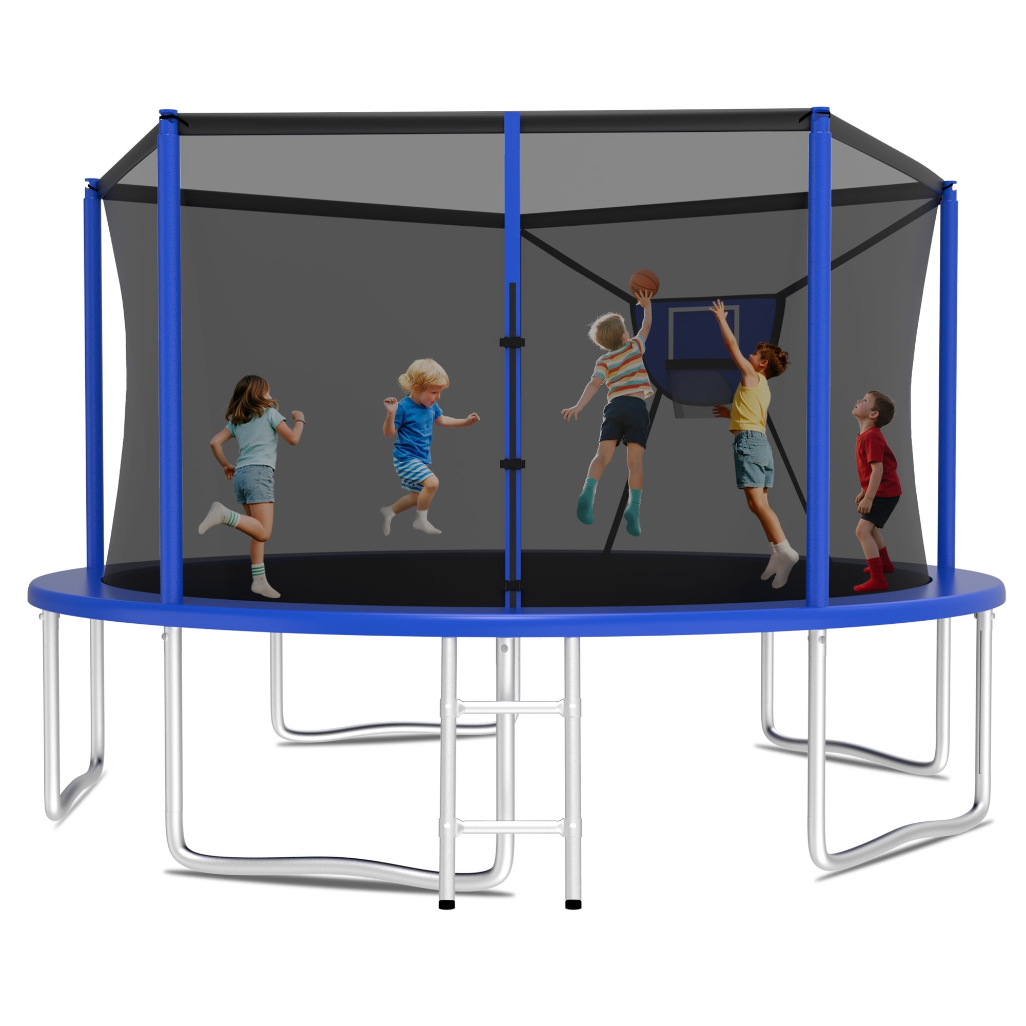 KOFUN Trampoline 14FT with Basketball Hoop for Kids and Adults ...