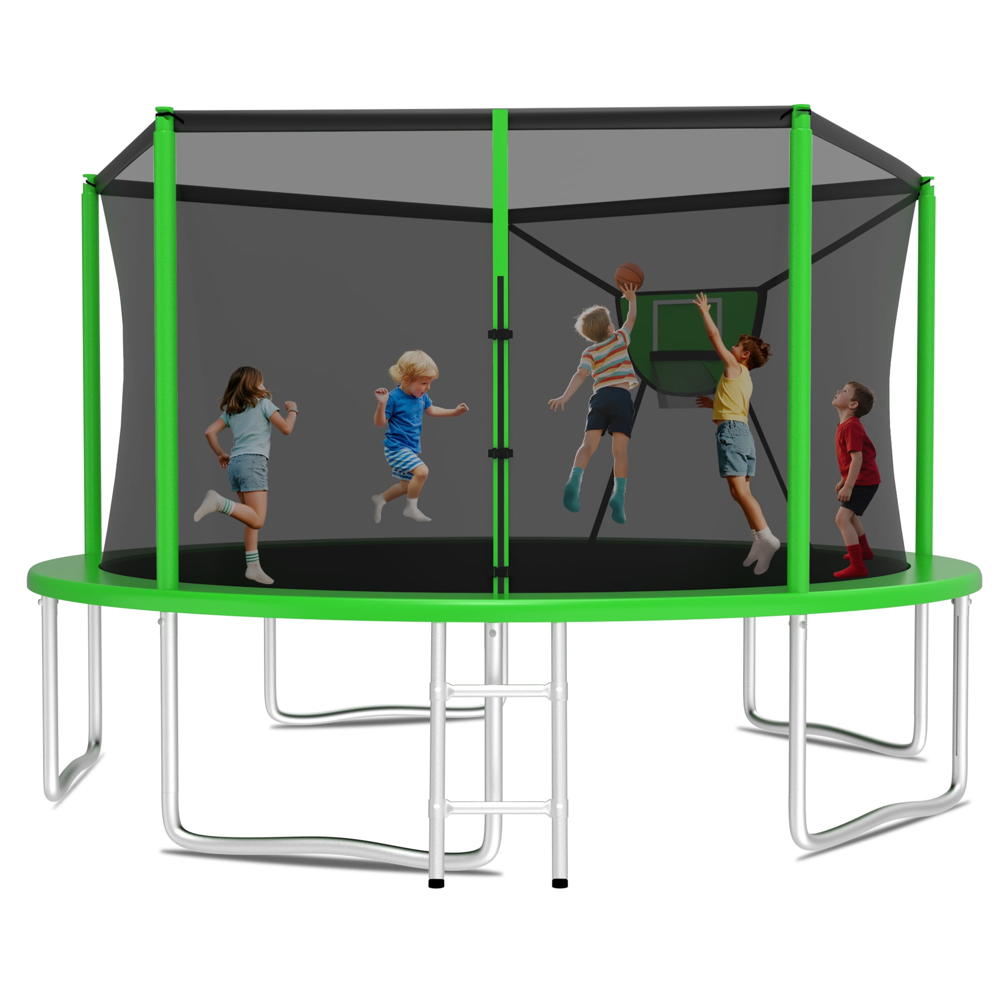 KOFUN Trampoline 14FT with Basketball Hoop for Kids and Adults ...
