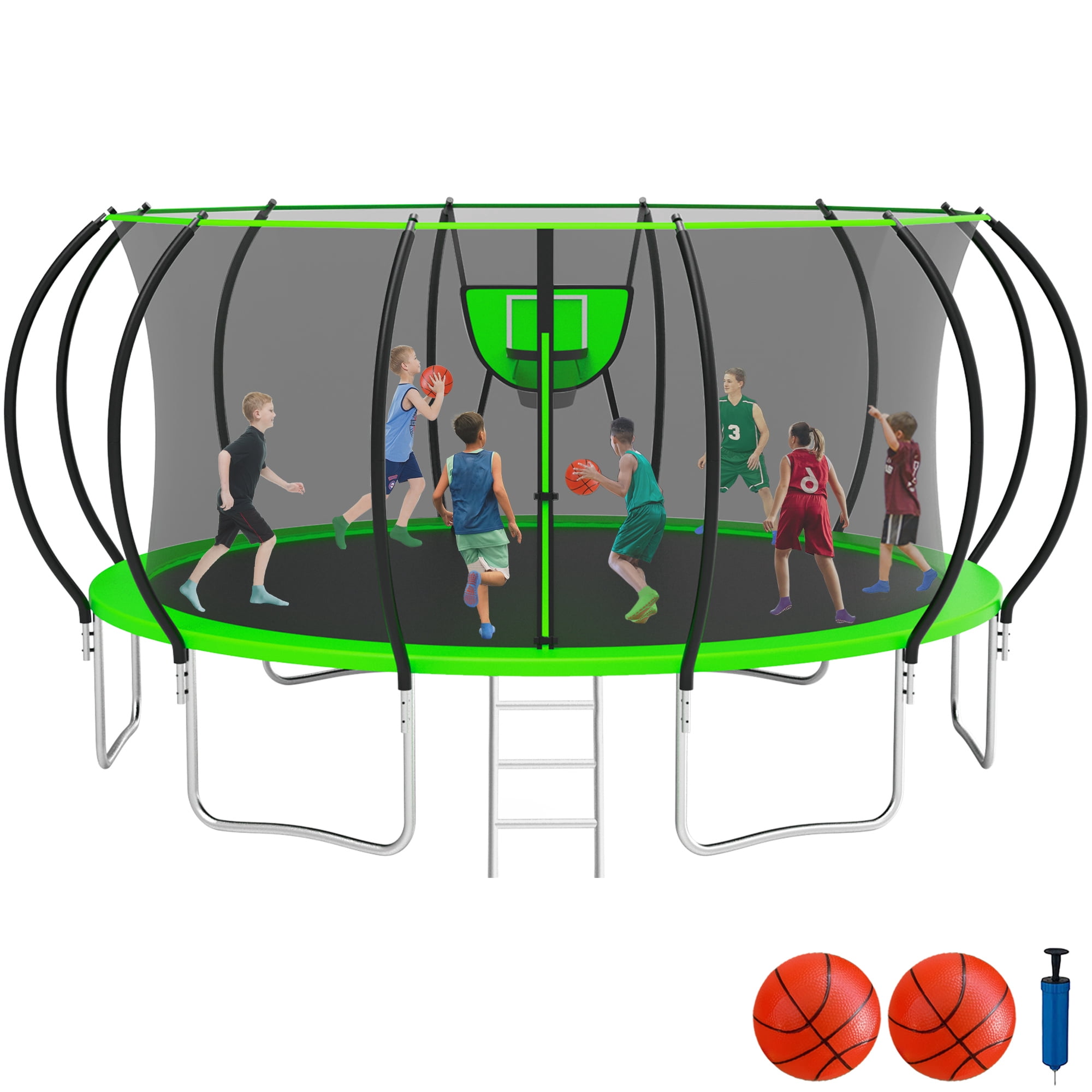KOFUN 14FT Trampoline with Basketball Hoop, 1400LBS Heavy Duty ...