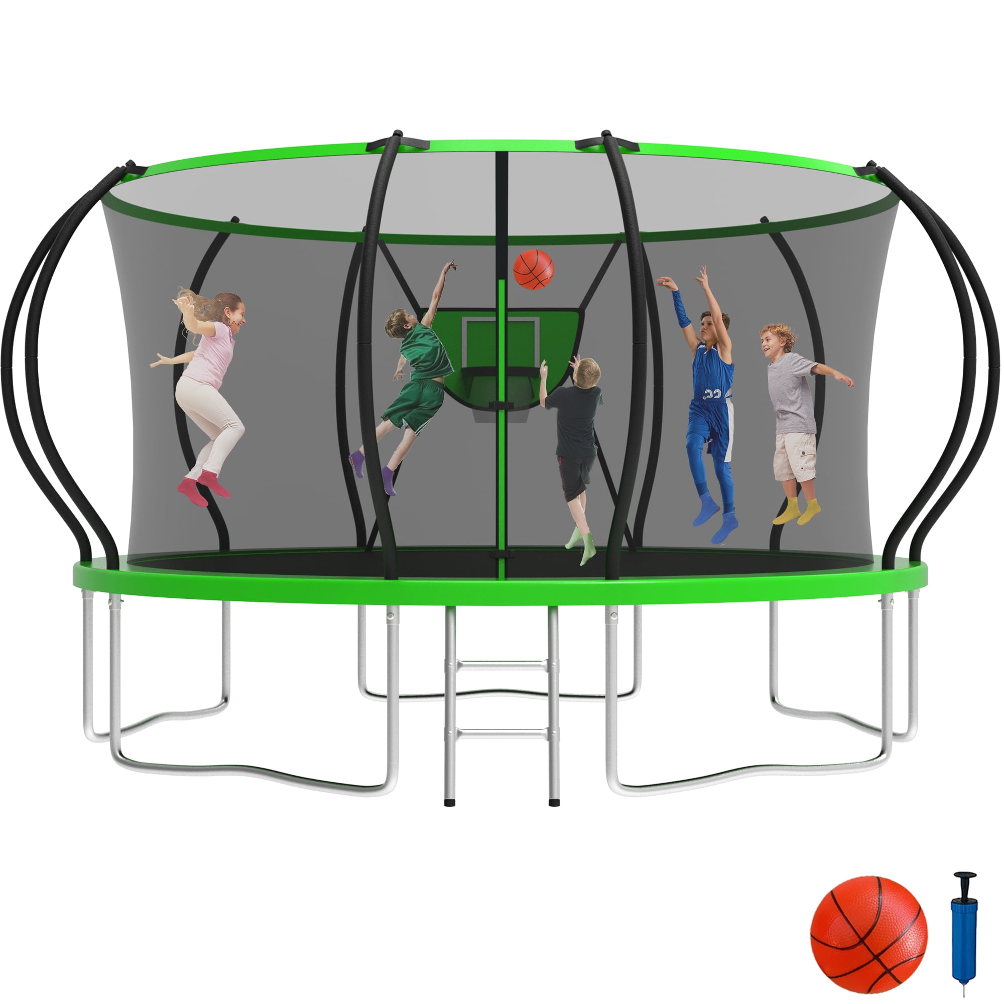 KOFUN 14FT Trampoline with Basketball Hoop, 1400LBS Heavy Duty ...