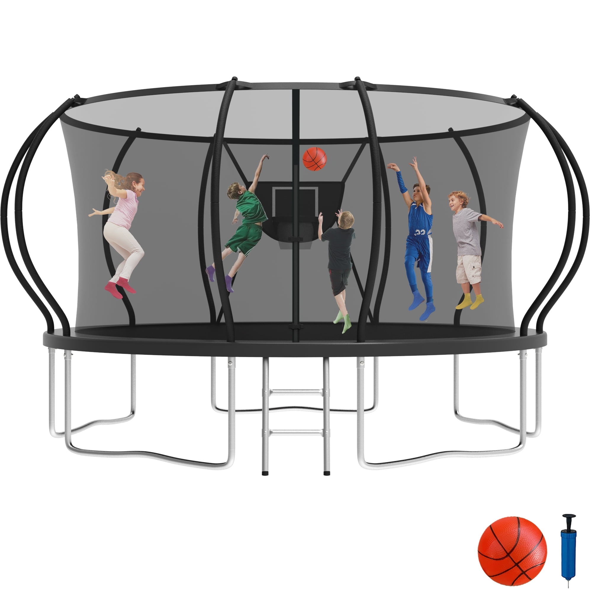 KOFUN 14FT Trampoline with Basketball Hoop, 1400LBS Heavy Duty ...