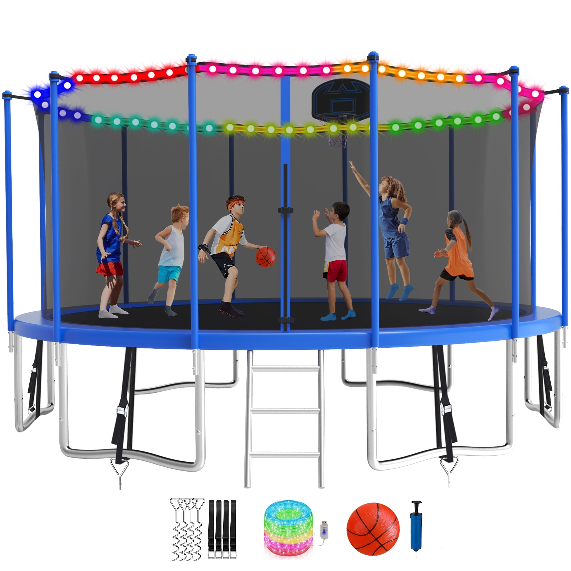 KOFUN 1500LBS 15FT Trampoline with Light, Heavy Duty Trampoline for ...