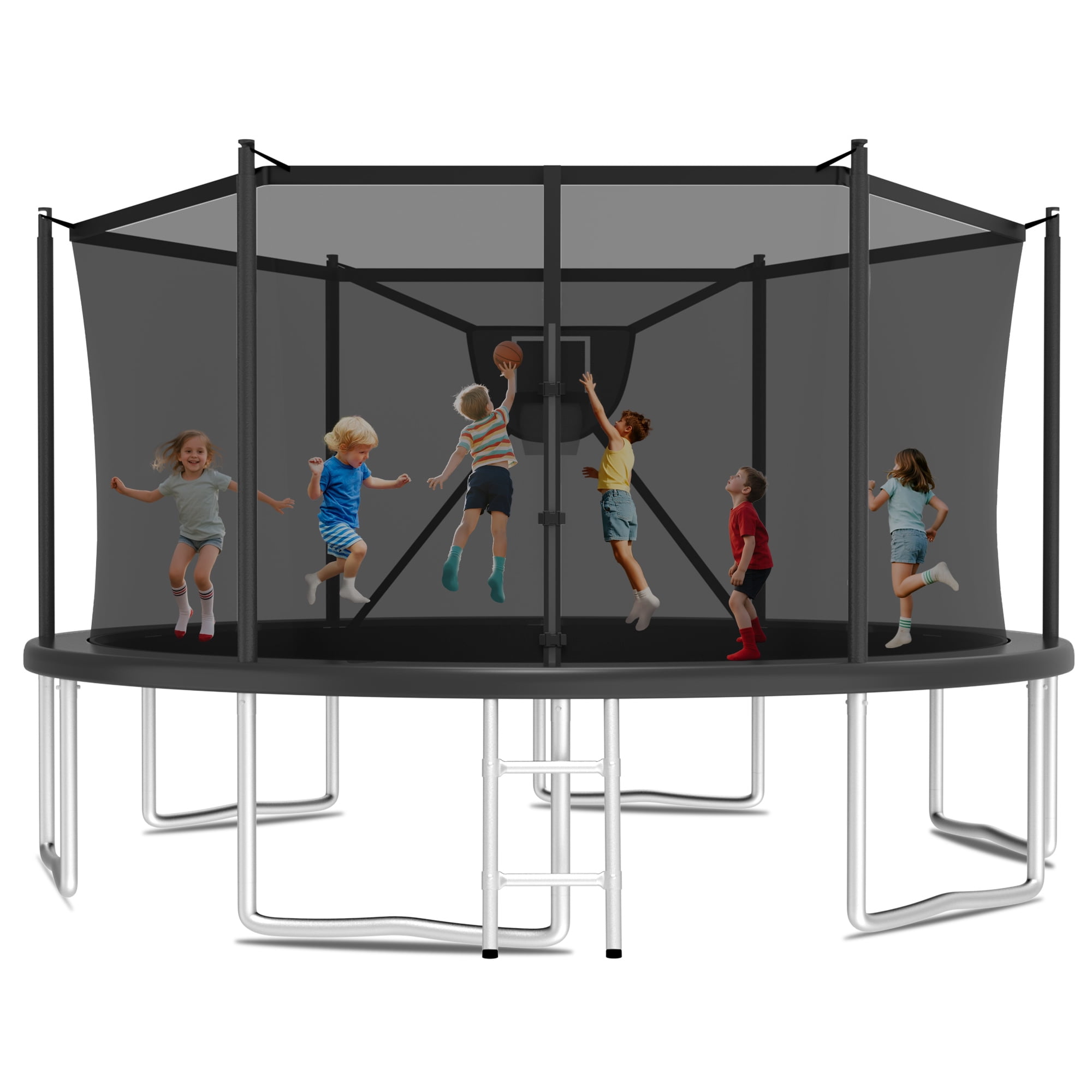 KOFUN Trampoline 16FT with Basketball Hoop for Kids and Adults ...