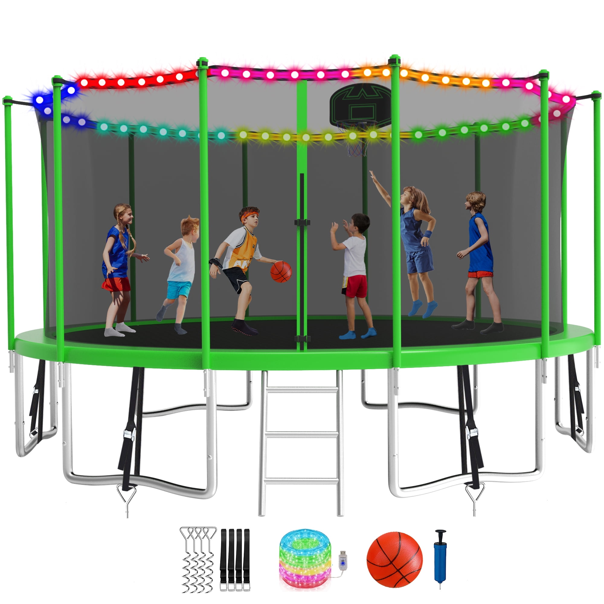 KOFUN 1500LBS 16FT Trampoline with Light, Heavy Duty Trampoline for ...