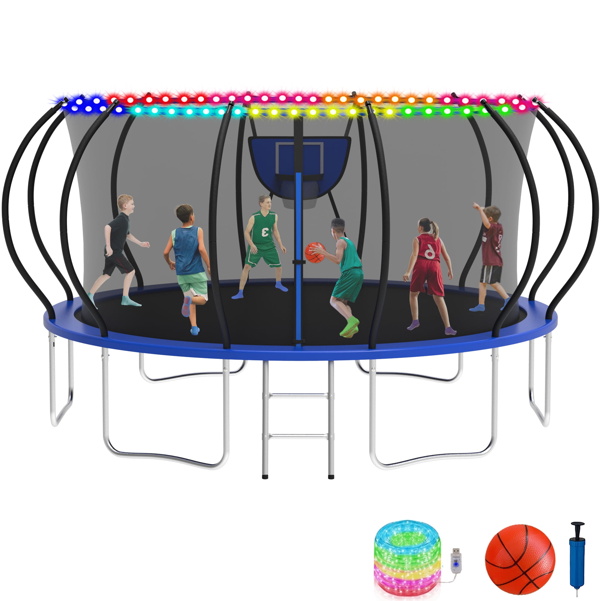 KOFUN 16FT Trampoline with Basketball Hoop & Light, 1500LBS Heavy Duty ...