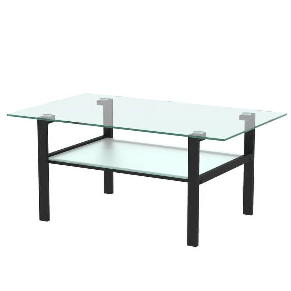 KOFUN Glass Coffee Table for Living Room, Transparent Glass Table with ...