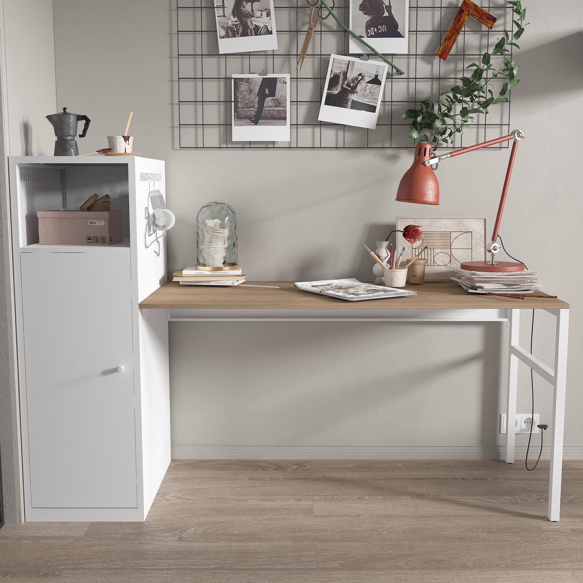 KOFUN L Shaped Computer Desk with File Drawer and Shelf, Classic ...