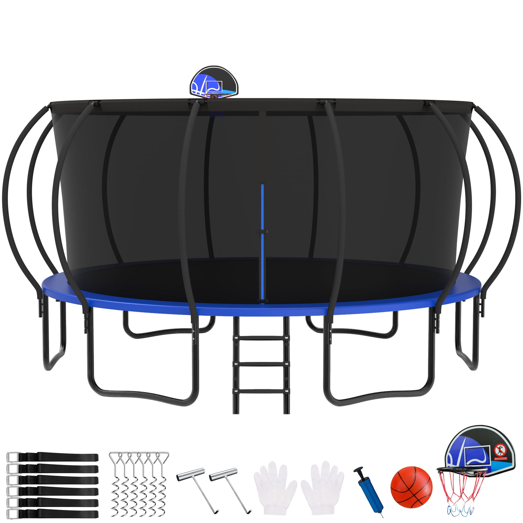 KOFUN Trampoline with Basketball Hoop, Enclosure, Anchors Kit, Ladder ...