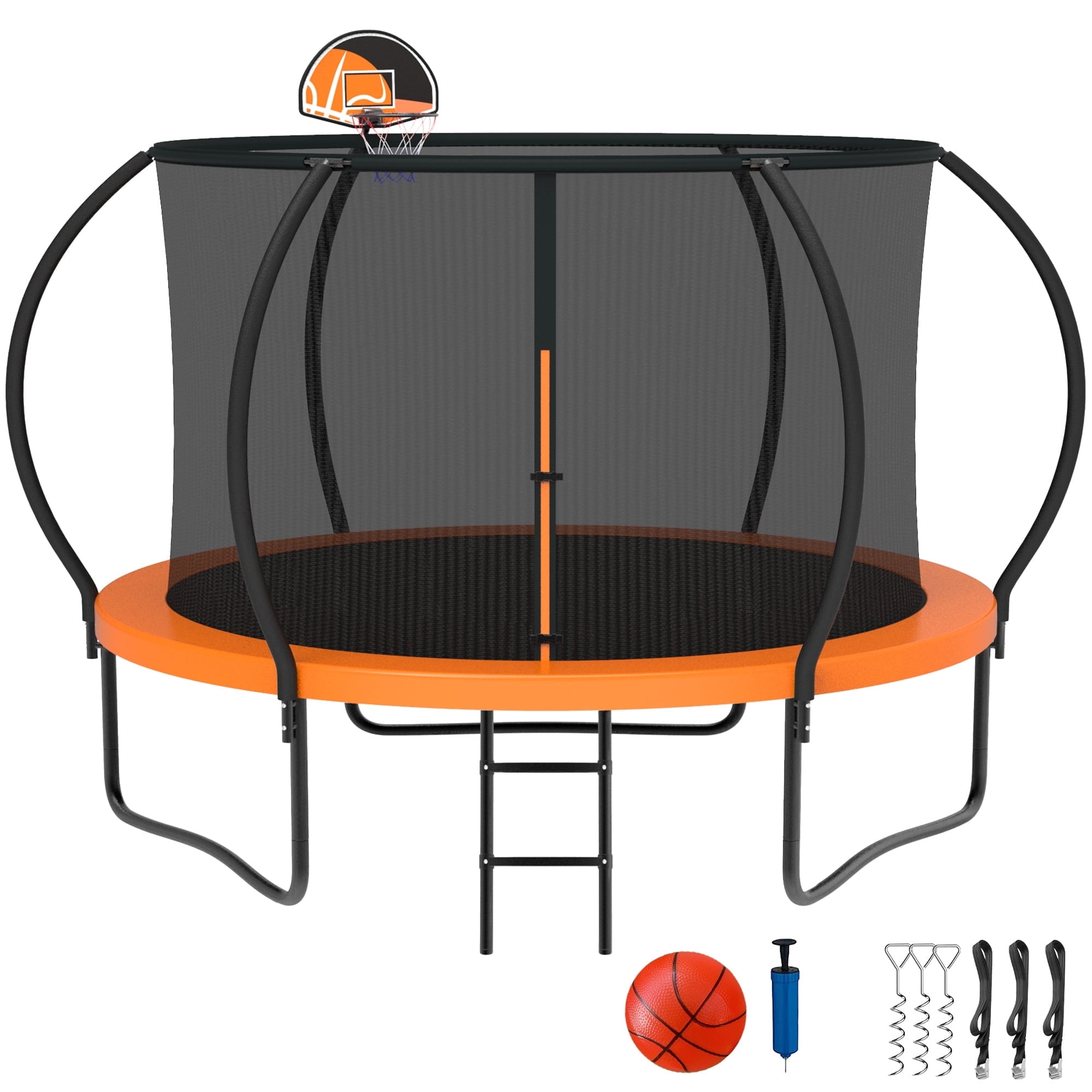 KOFUN Trampoline with Basketball Hoop, Enclosure, Anchors Kit, Ladder ...