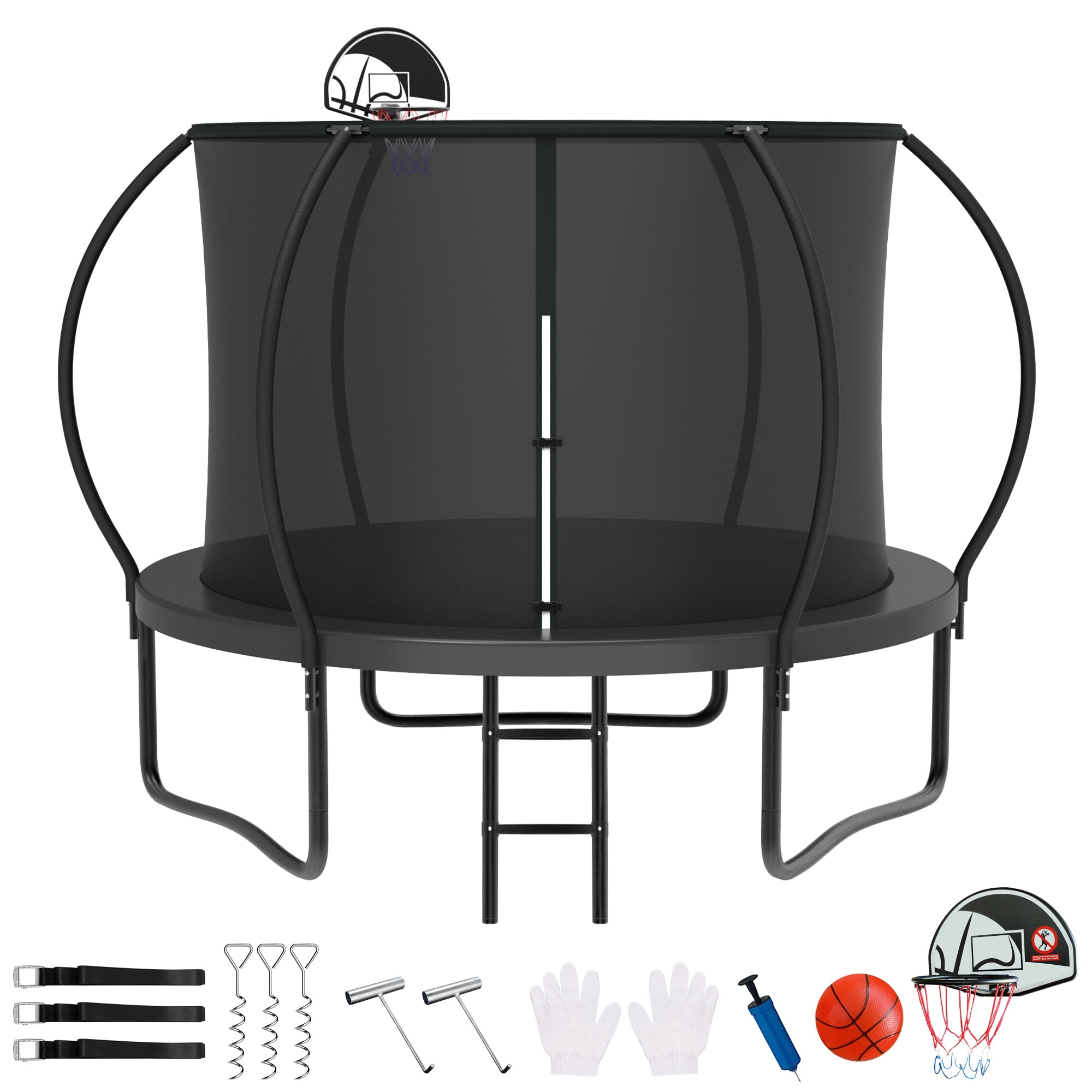 KOFUN Trampoline with Basketball Hoop, Enclosure, Anchors Kit, Ladder ...