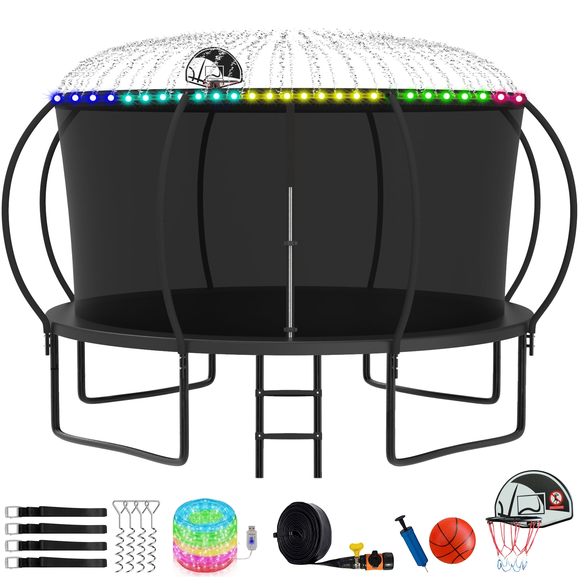 KOFUN Heavy Duty Trampoline, 8-16FT, with Hoop, Enclosure, Light ...