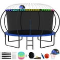 KOFUN Heavy Duty 8-16FT Blue Trampoline Kit with Hoop, Light, and Sprinkler for Kids and Adults ...