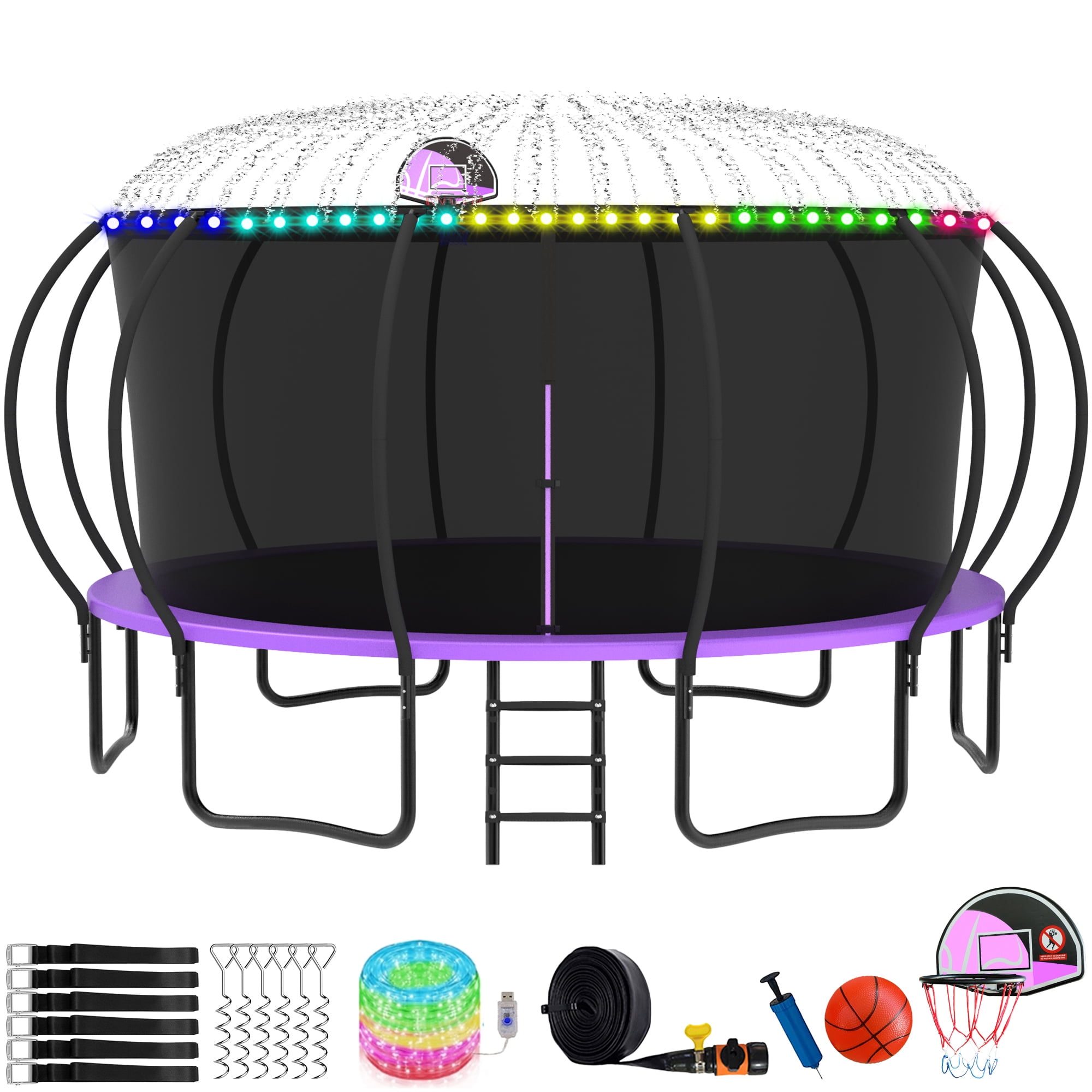 KOFUN 8-16FT Outdoor Trampoline with Accessories, Heavy Duty for Kids ...