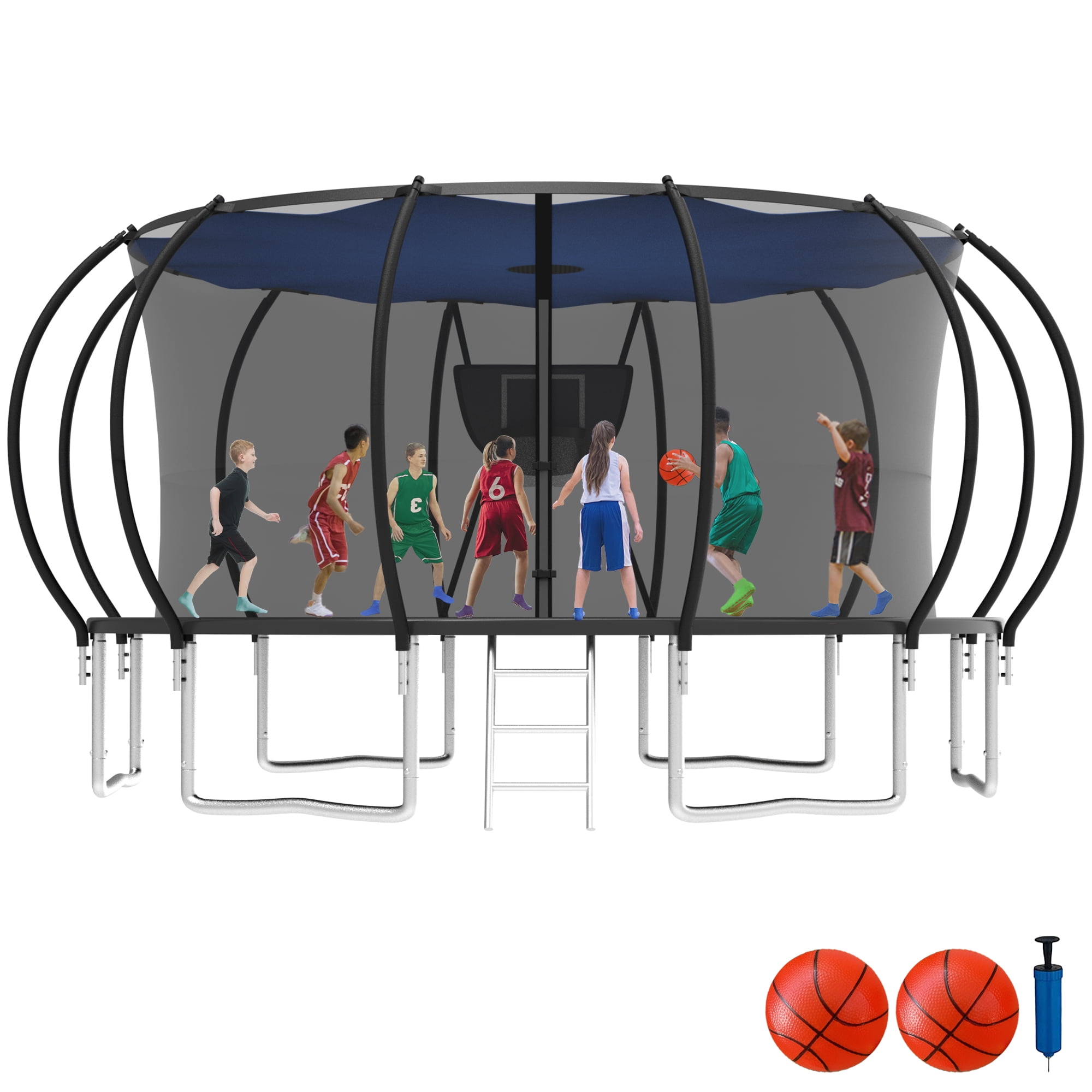 KOFUN 16 FT Trampoline, Soccer Goal, Basketball Hoop, Safety Enclosure ...