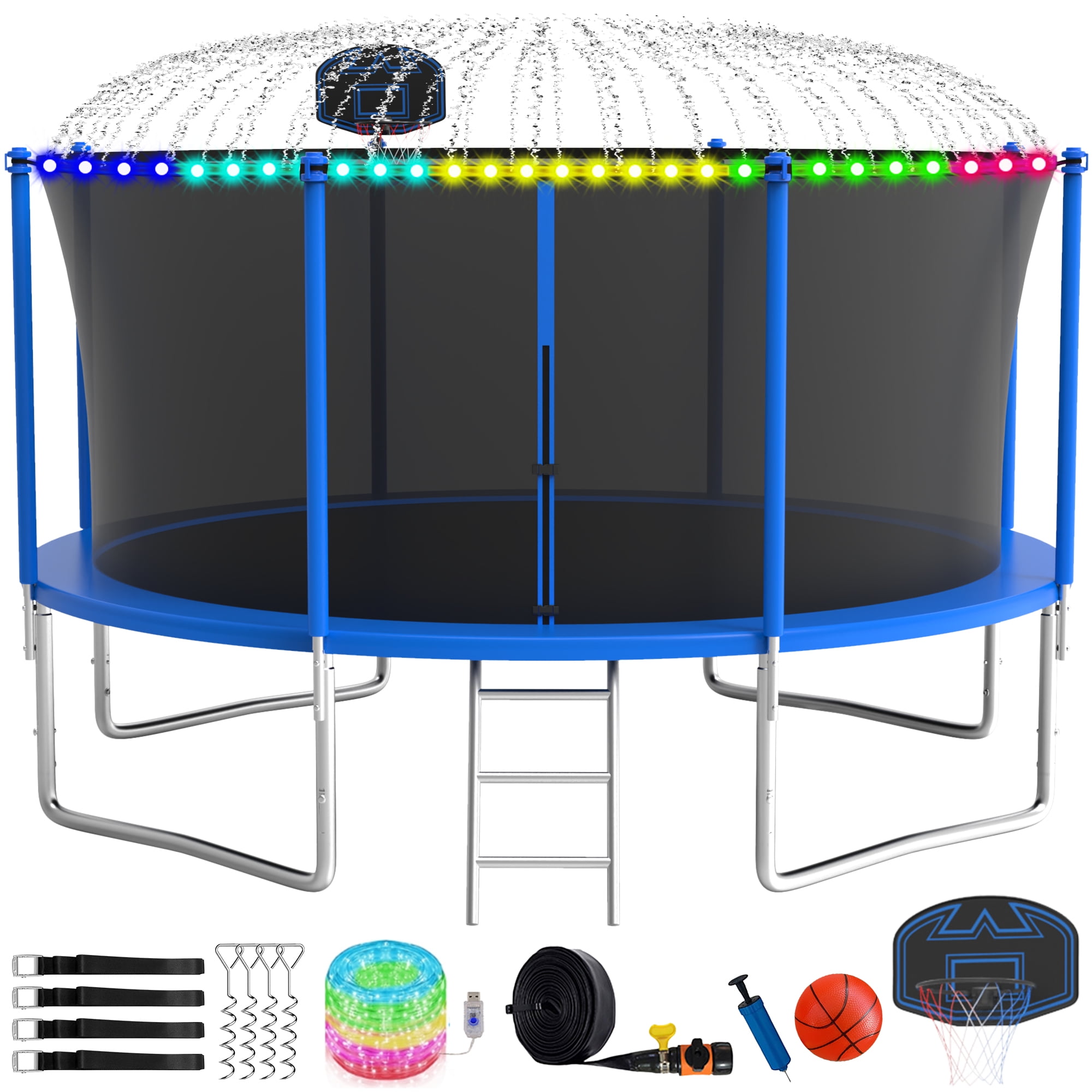 KOFUN 8-16FT Trampoline with Safety Enclosure, Basketball Hoop, Ladder ...