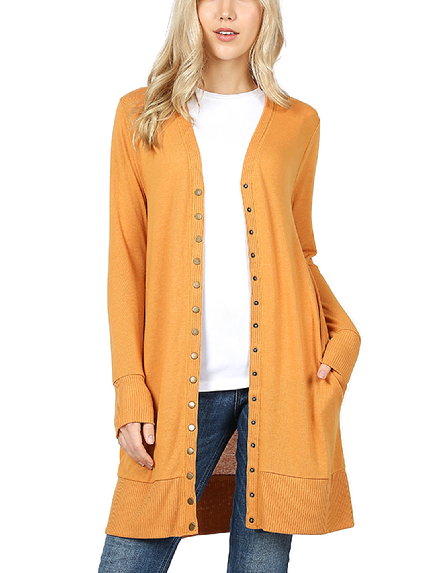 KOGMO Womens Long Knit Cardigan Sweater with Snap Buttons - Walmart.com