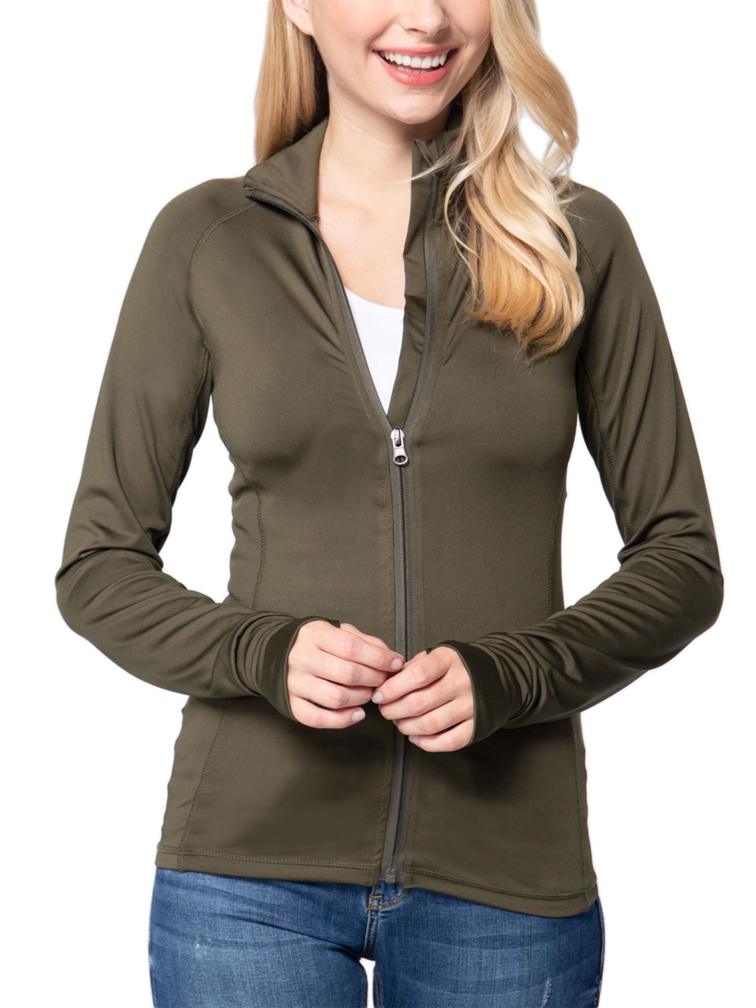 KOGMO Womens Performance Zip Up Stretchy Work Out Track Jacket ...