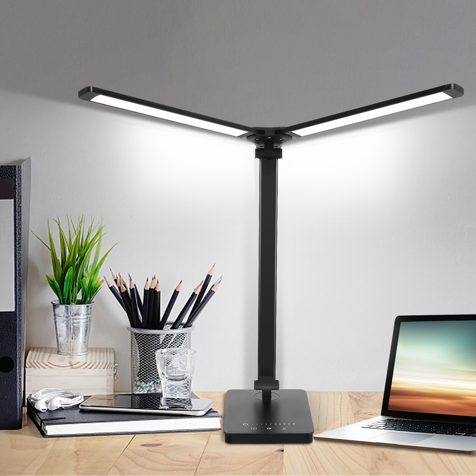 Integrated LED Desk Lamp, Dimmable Office Lamp with Adjustable Arm, for ...
