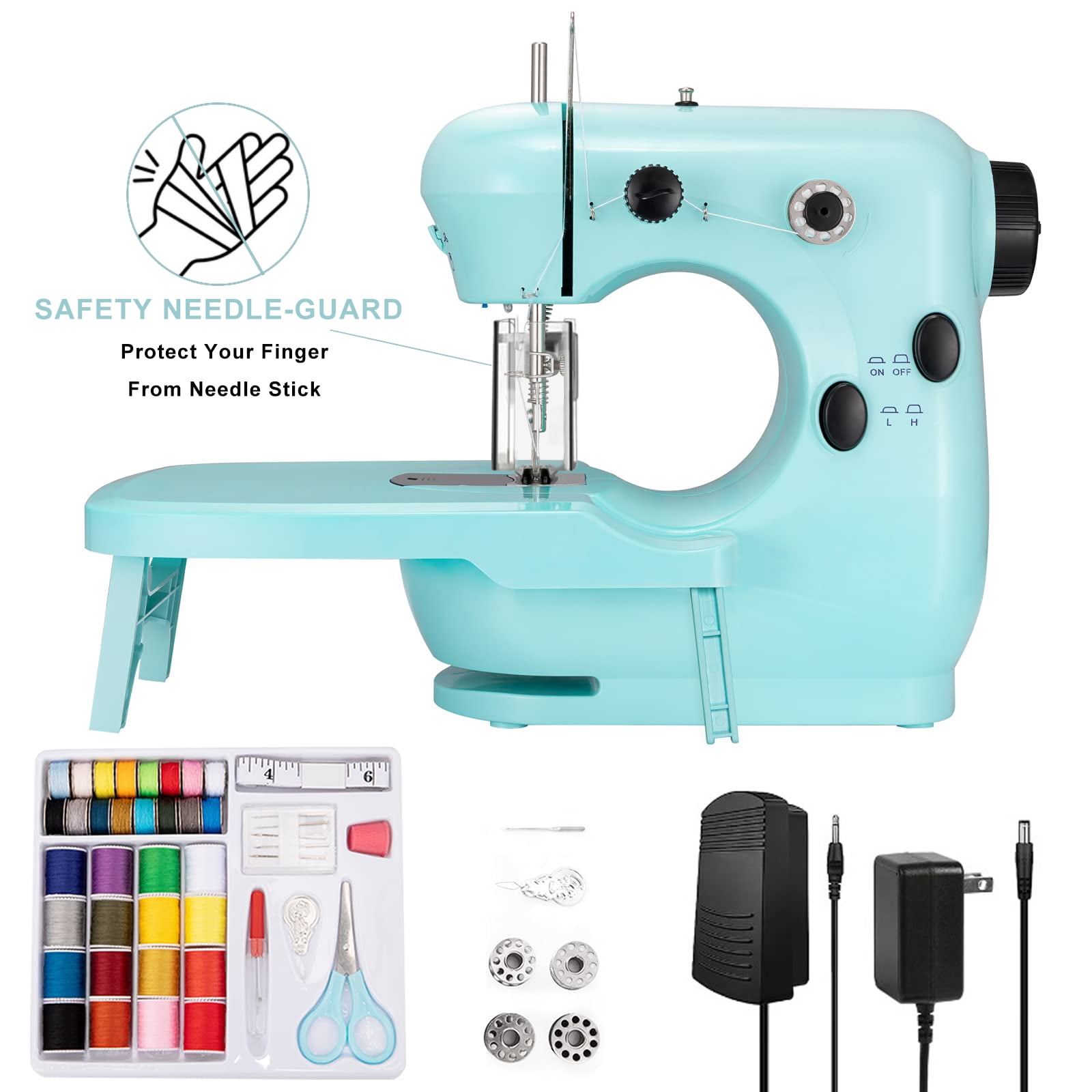 KOGYAS Mini Dual Speed Portable Sewing Machine, Extension Table, Built ...