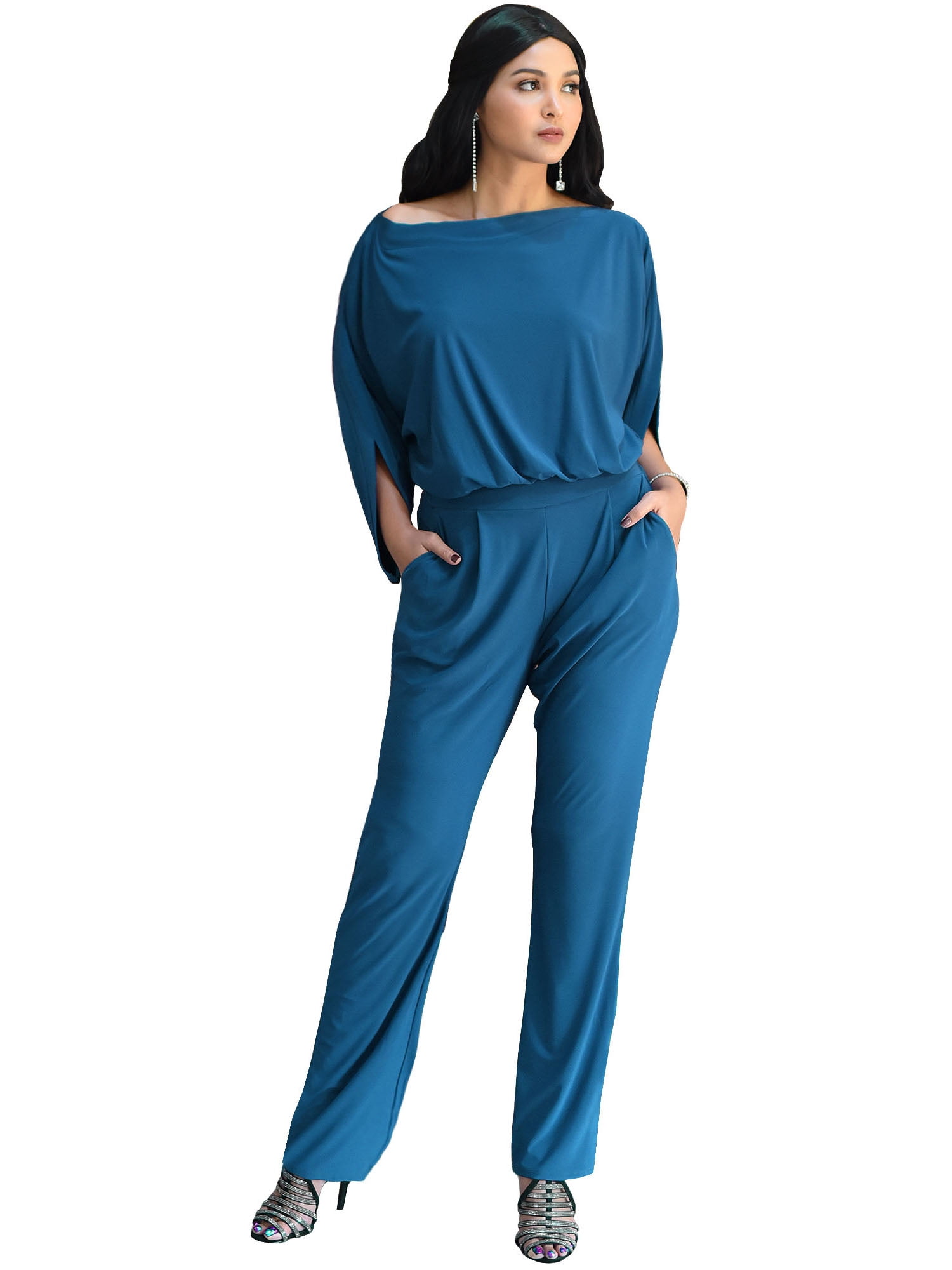 KOH KOH Long Pants Formal Cocktail Evening One Piece Fall Pockets ...