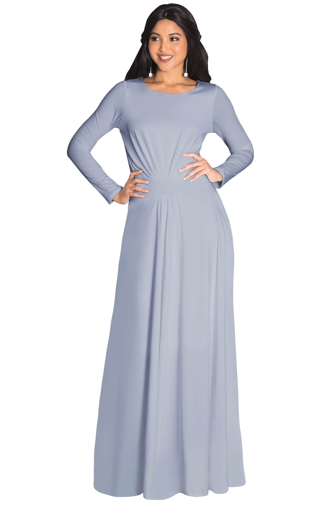 KOH KOH Long Sleeve Modest Fall Winter Elegant Evening Flowy Empire ...