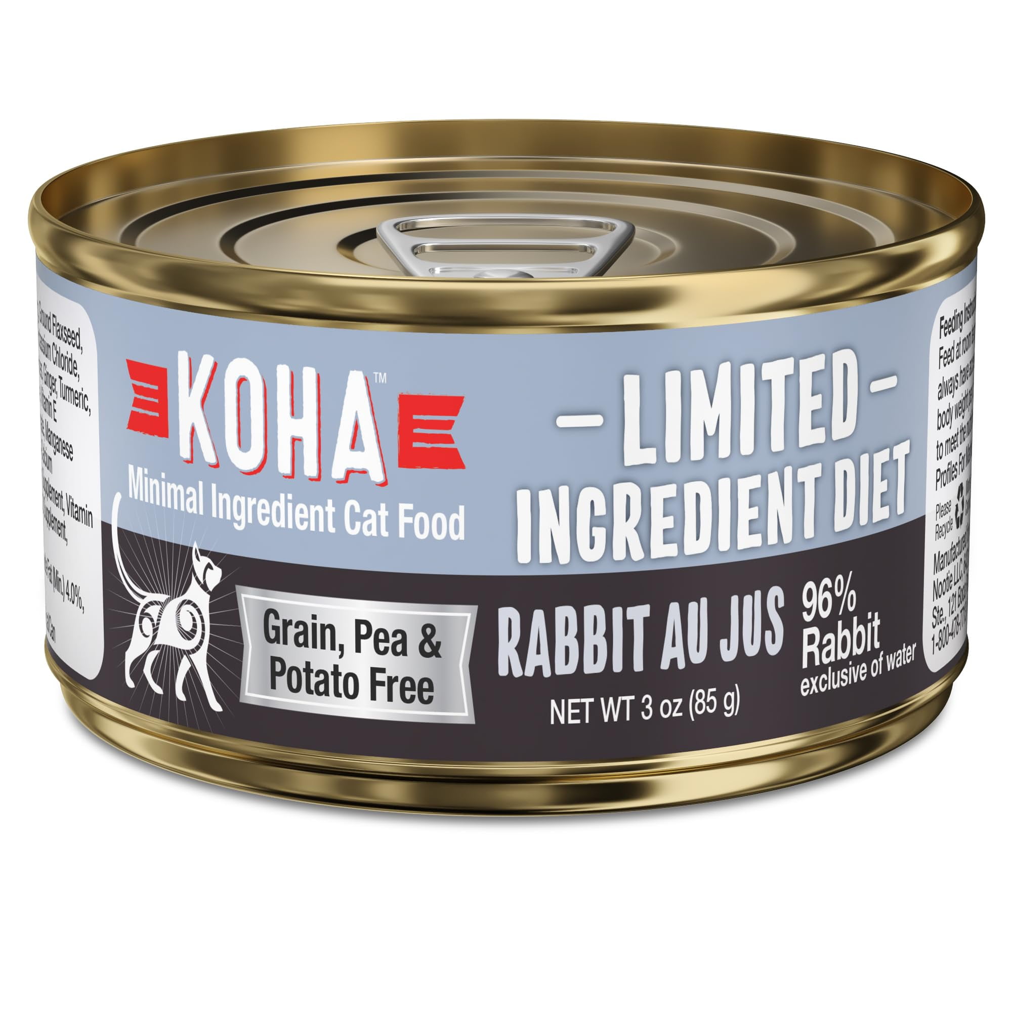 KOHA Limited Ingredient Diet Rabbit Pate for Cats - Meat Wet Cat Food ...