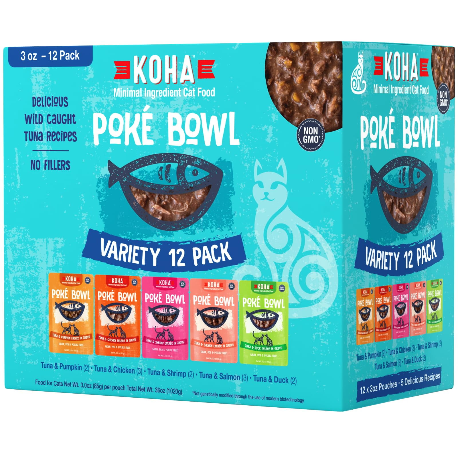 KOHA Pet Food Poké Bowl Cat Variety Pack, Wet Cat Food in Gravy - 5 ...