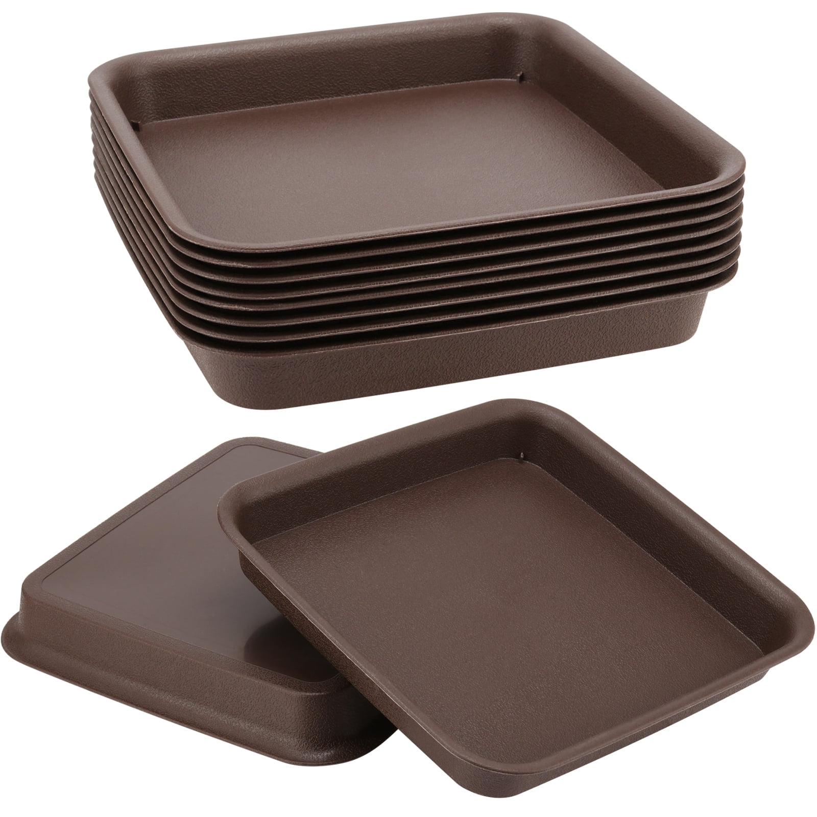 KOHAND 10 Pack 10 Inch Square Plant Saucer, Brown Plastic Flower Pot ...