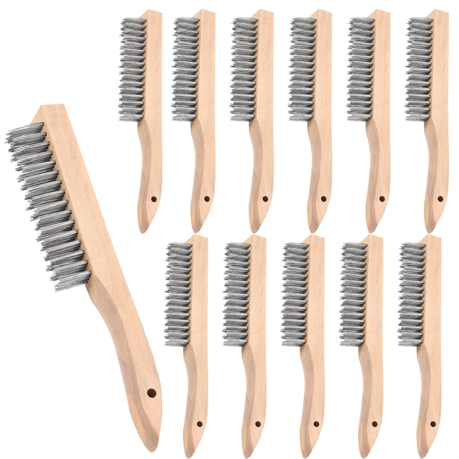 KOHAND 12 Pack 10 inch Wooden Handled Wire Brush,Wire Scratch Brush for ...