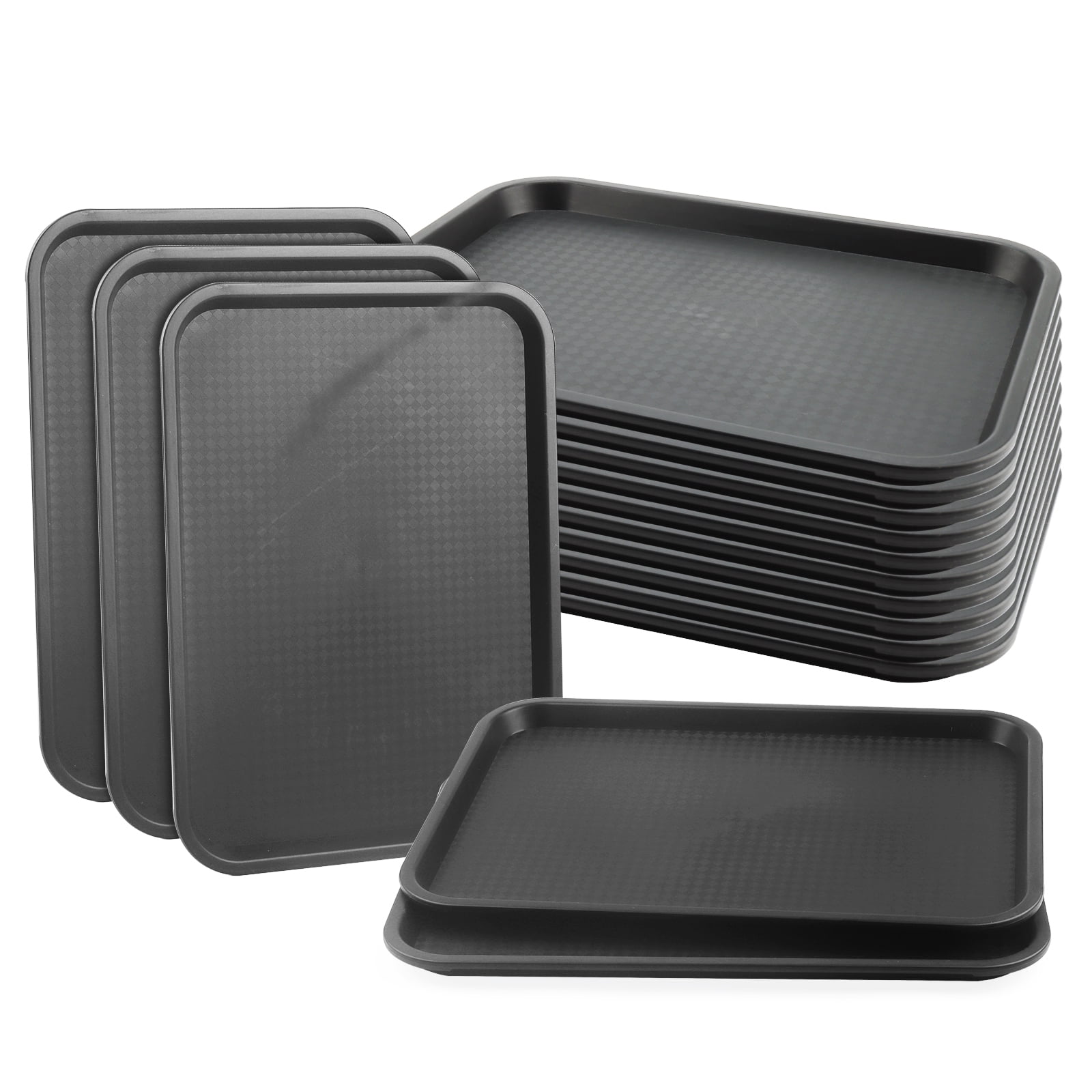 KOHAND 12 Pack 12 x 16 inch Black Fast Food Tray, Large Rectangular ...