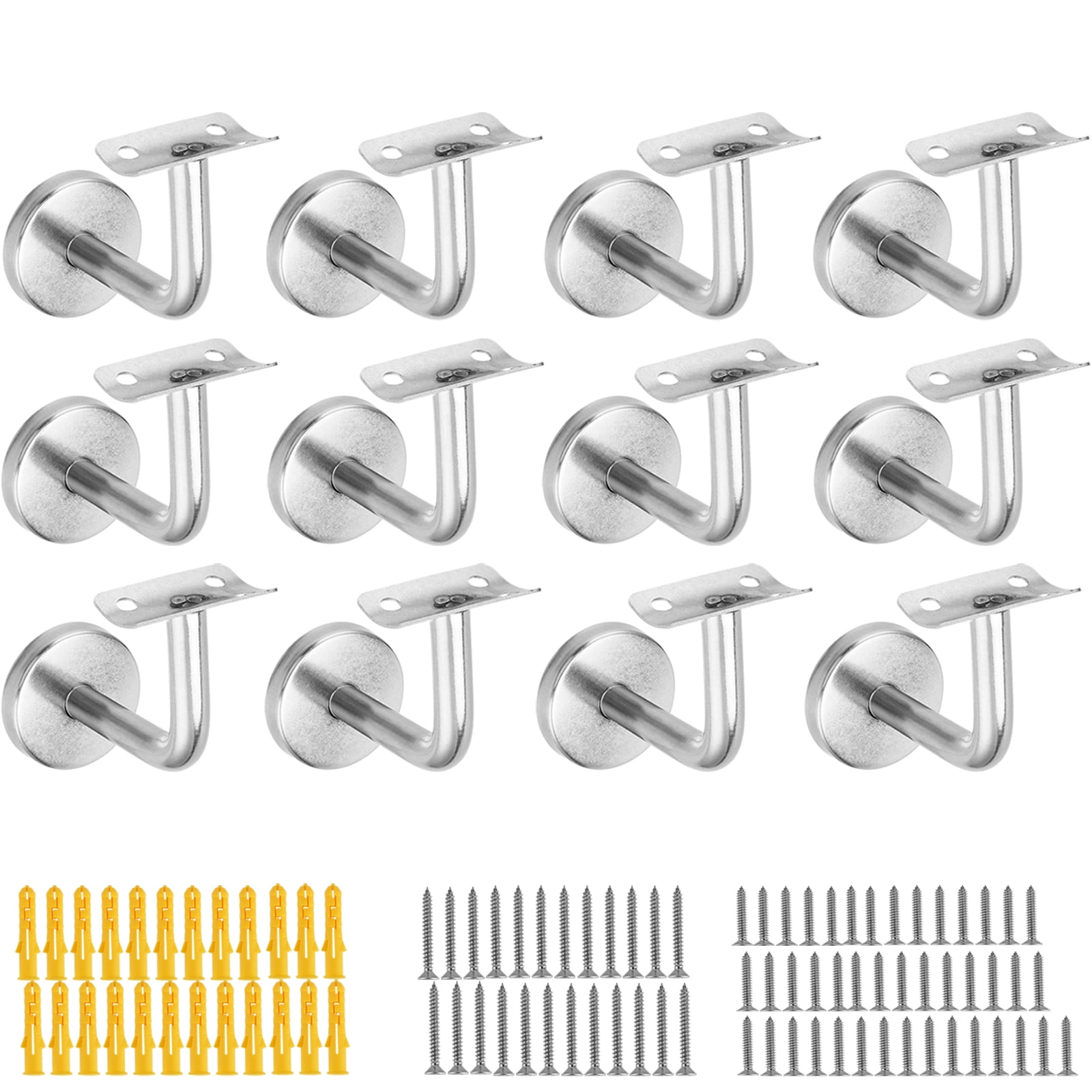 KOHAND 12 Pack Stainless Steel Handrail Bracket, Stairway Wall Rail ...