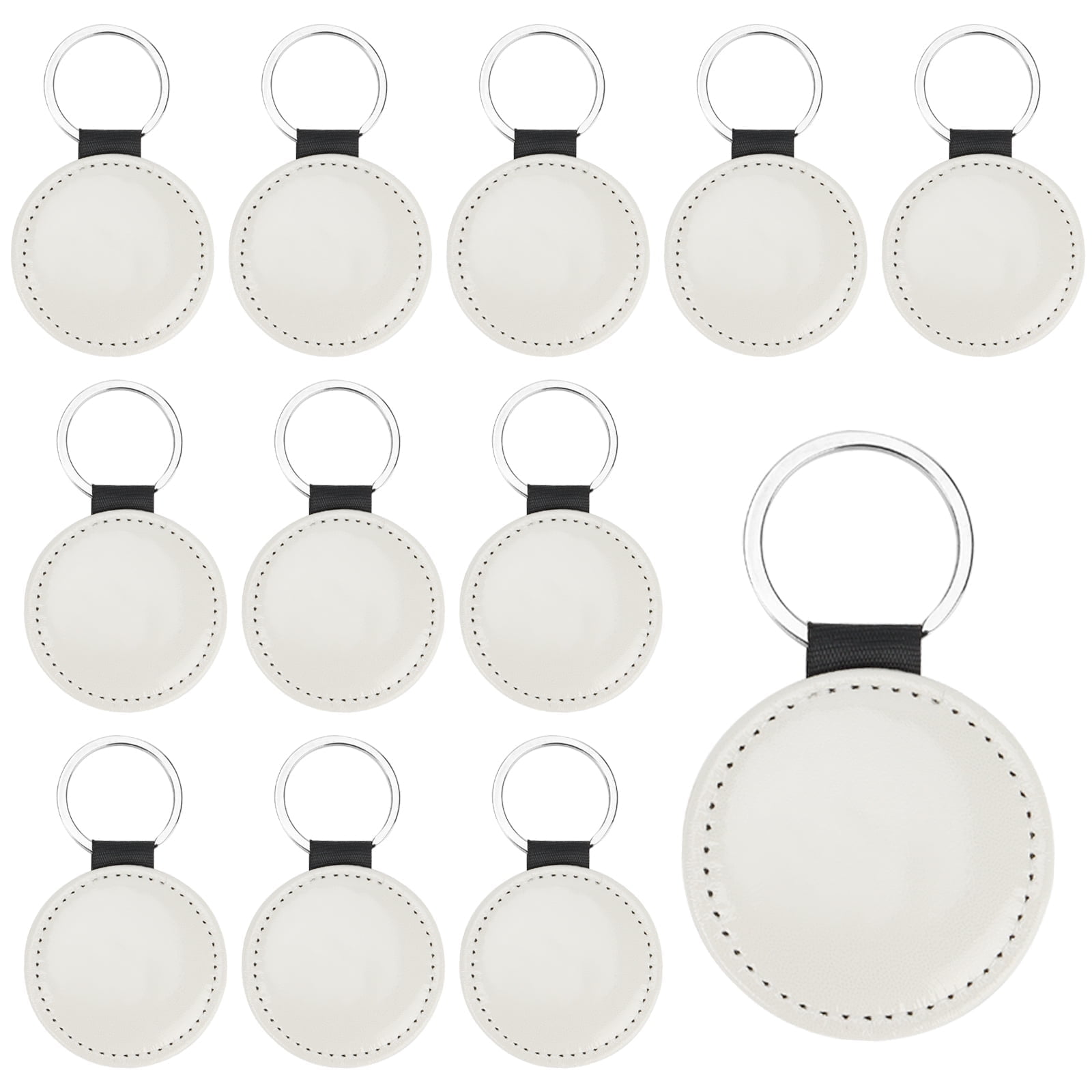 KOHAND 12 Pcs 2 inch Sublimation Blank Leather Keychains, Round Heat ...