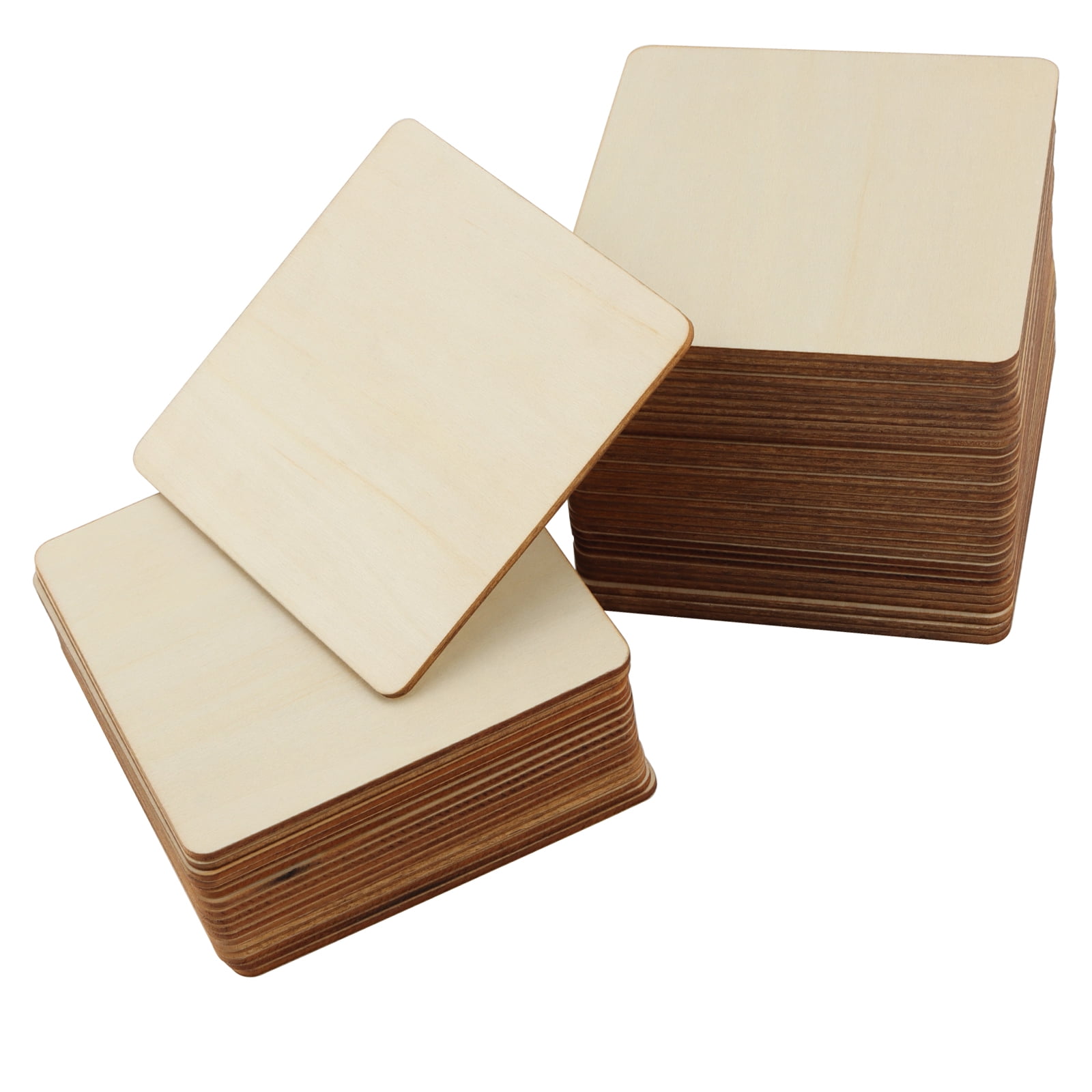 KOHAND 150 Pack 4 x 4 inches Unfinished Wood Squares Cutouts, Natural ...