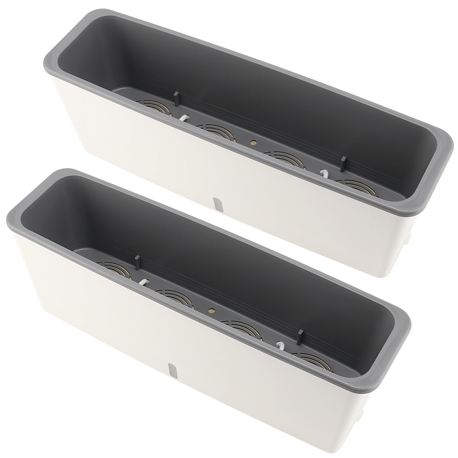 KOHAND 2 Pack 17 inch Rectangular Self Watering Planter with Drainage ...