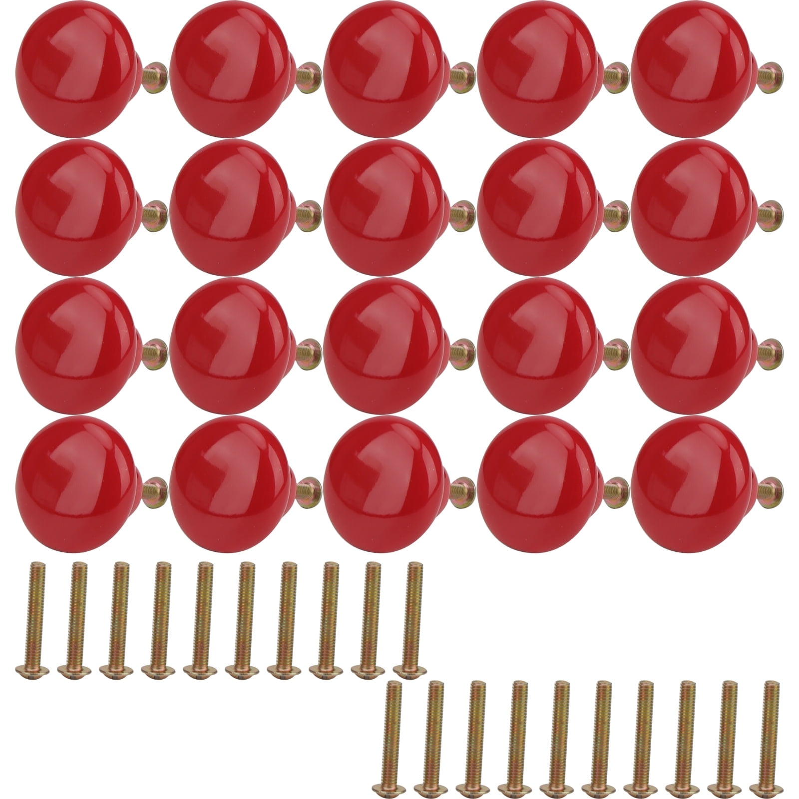 KOHAND 20 Pcs 1.25 x 0.9 Inch Red Ceramic Cabinet Knobs with 20 ...