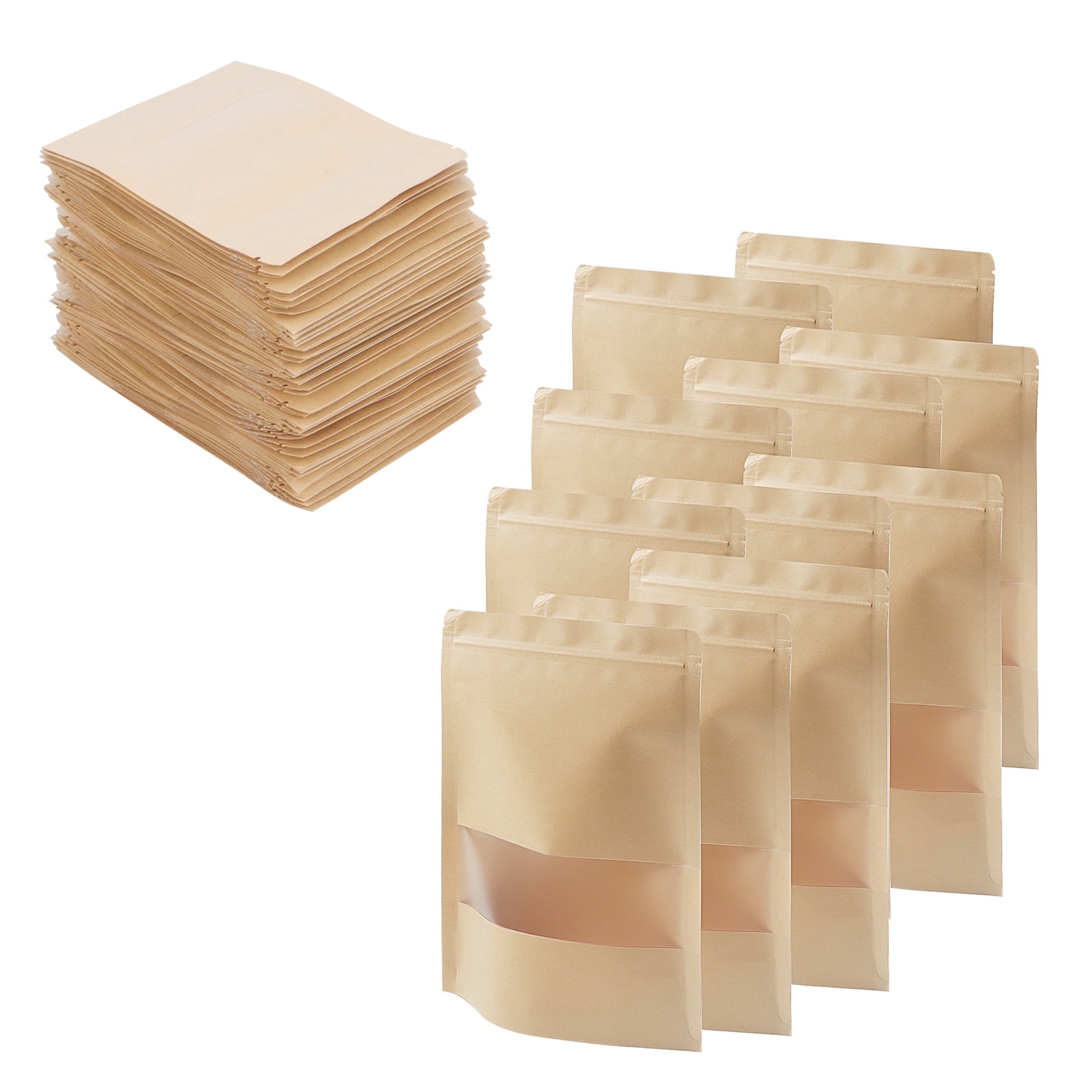 KOHAND 200 Pcs 7 x 10 Inch Kraft Bags with Windows, Resealable Zip Lock ...
