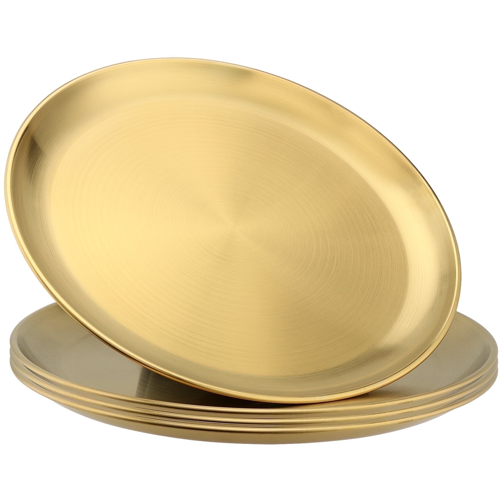 KOHAND 4 Pack 12 Inch Gold Stainless Steel Plates, Round Metal Dinner ...