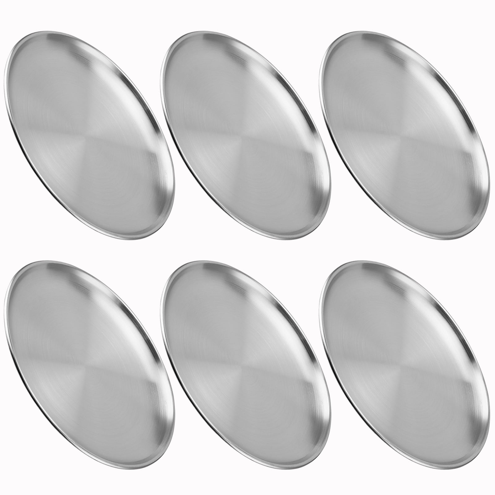 KOHAND 6 Pack 12 Inch Stainless Steel Dinner Plates, Silver Round Metal ...