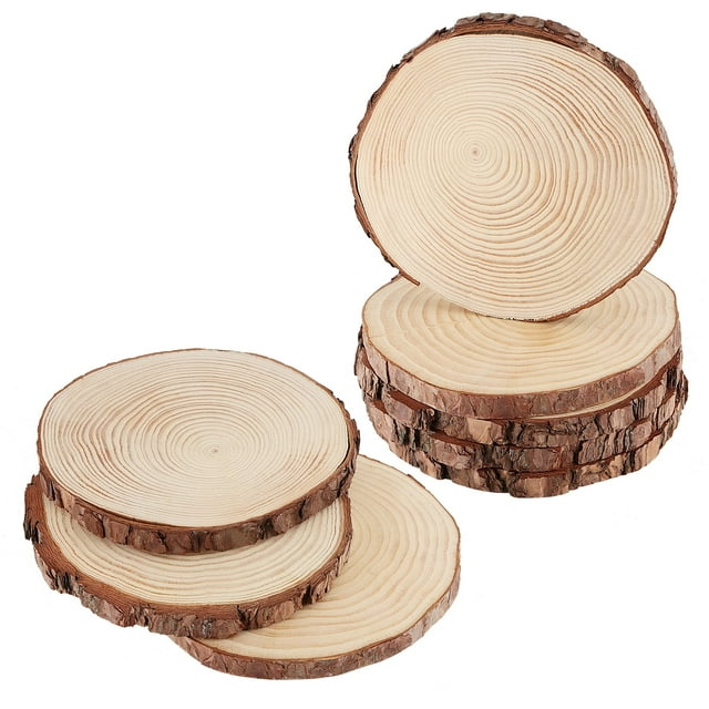 KOHAND 8 Pcs 8-9 inch Natural Wood Slices, Unfinished Wooden Circles ...