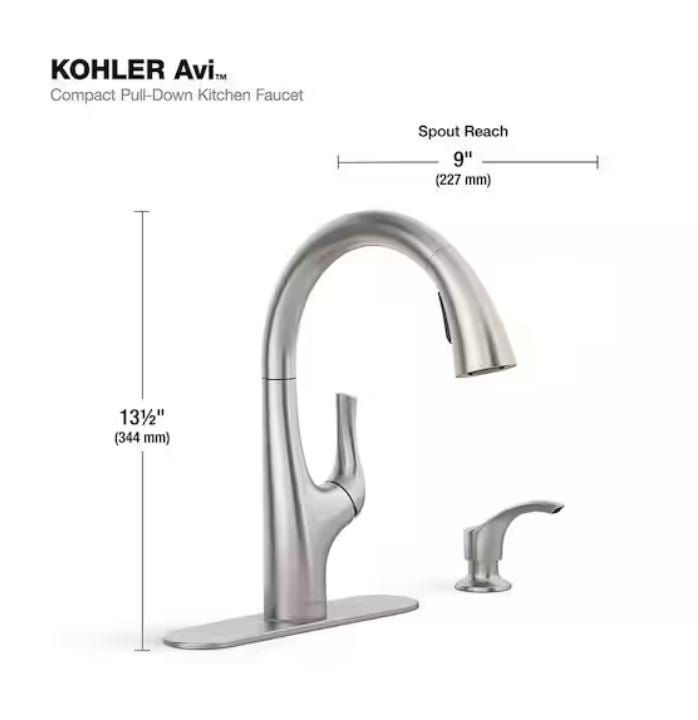 KOHLER Avi Single-Handle Pull Out Sprayer Kitchen Faucet in Vibrant ...