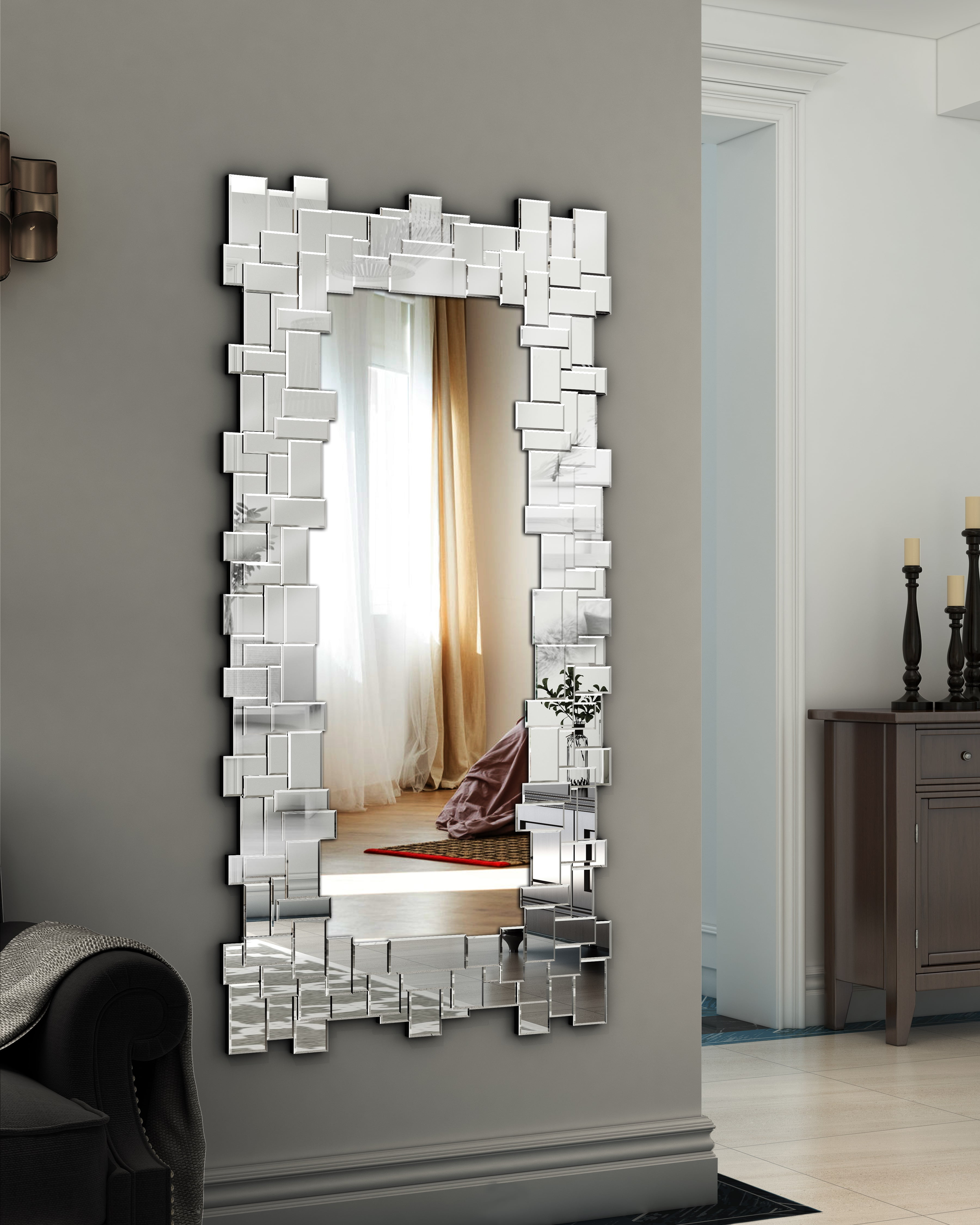 KOHROS 25 x 47 Large Decorative Rectangle Wall Mirror for Living Room Bedroom