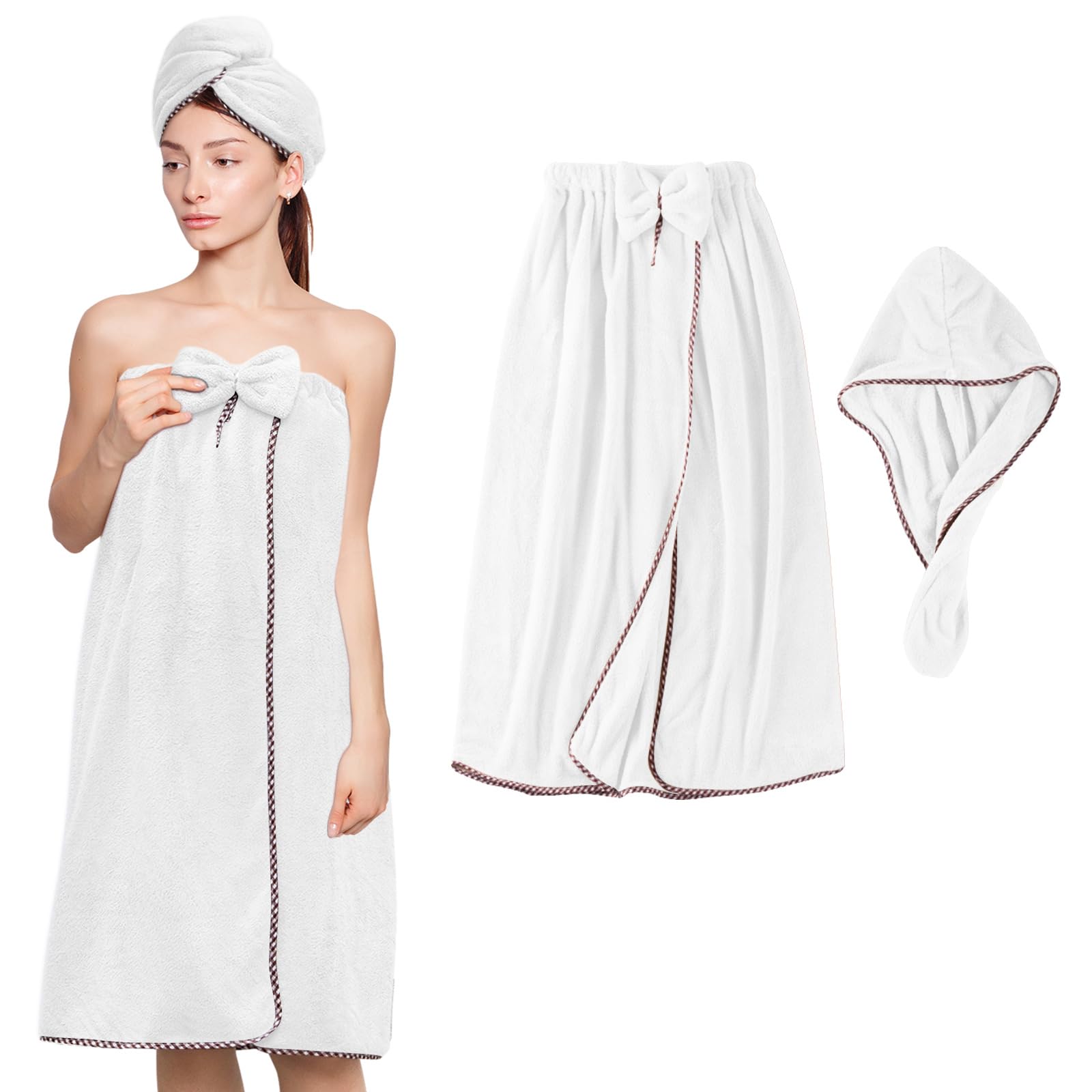 KOIKEY Bath Towel Wrap Women - Adjustable Soft Microfiber Shower After ...