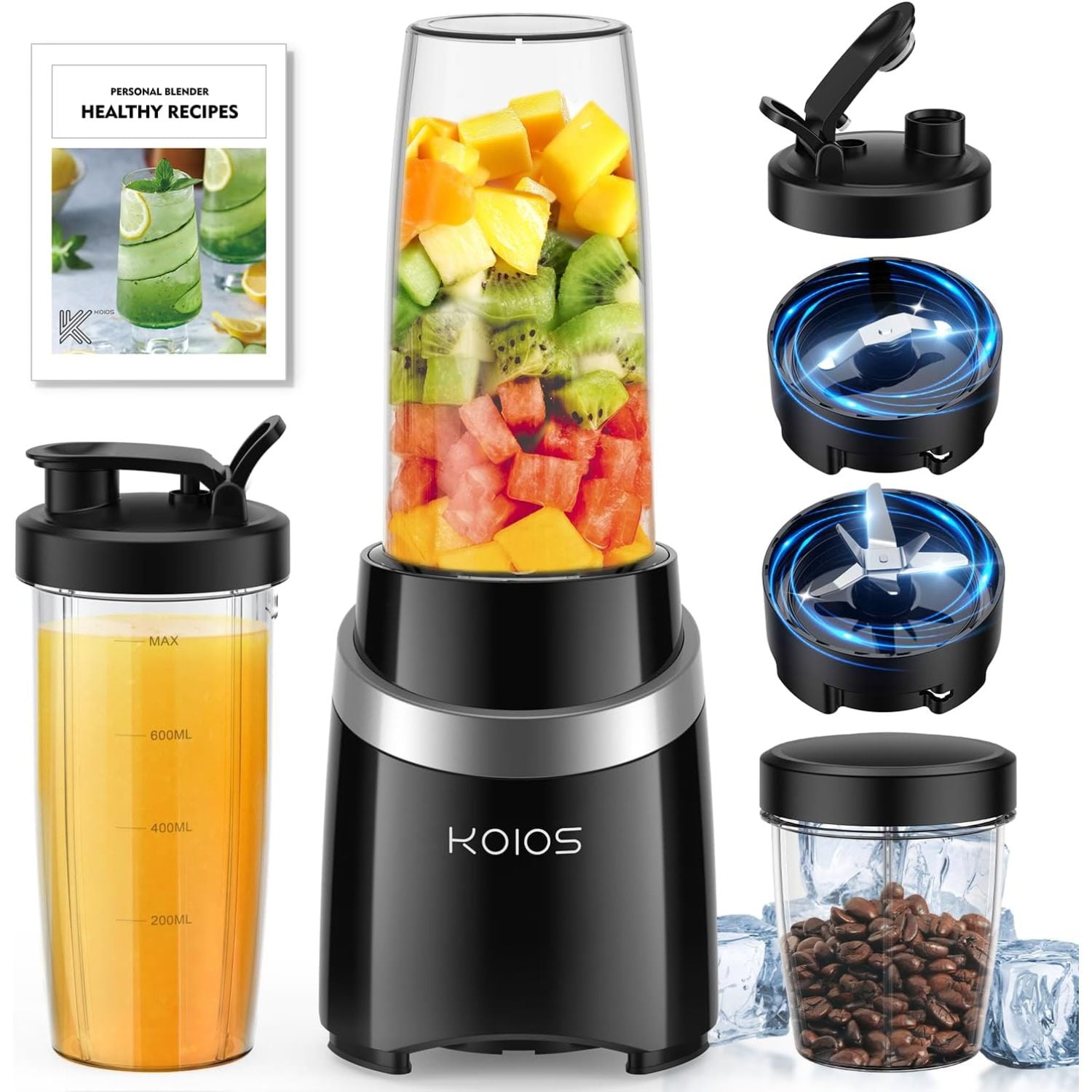 KOIOS Blender for Smoothies, 1000W Personal Blender and Grinder Combo ...