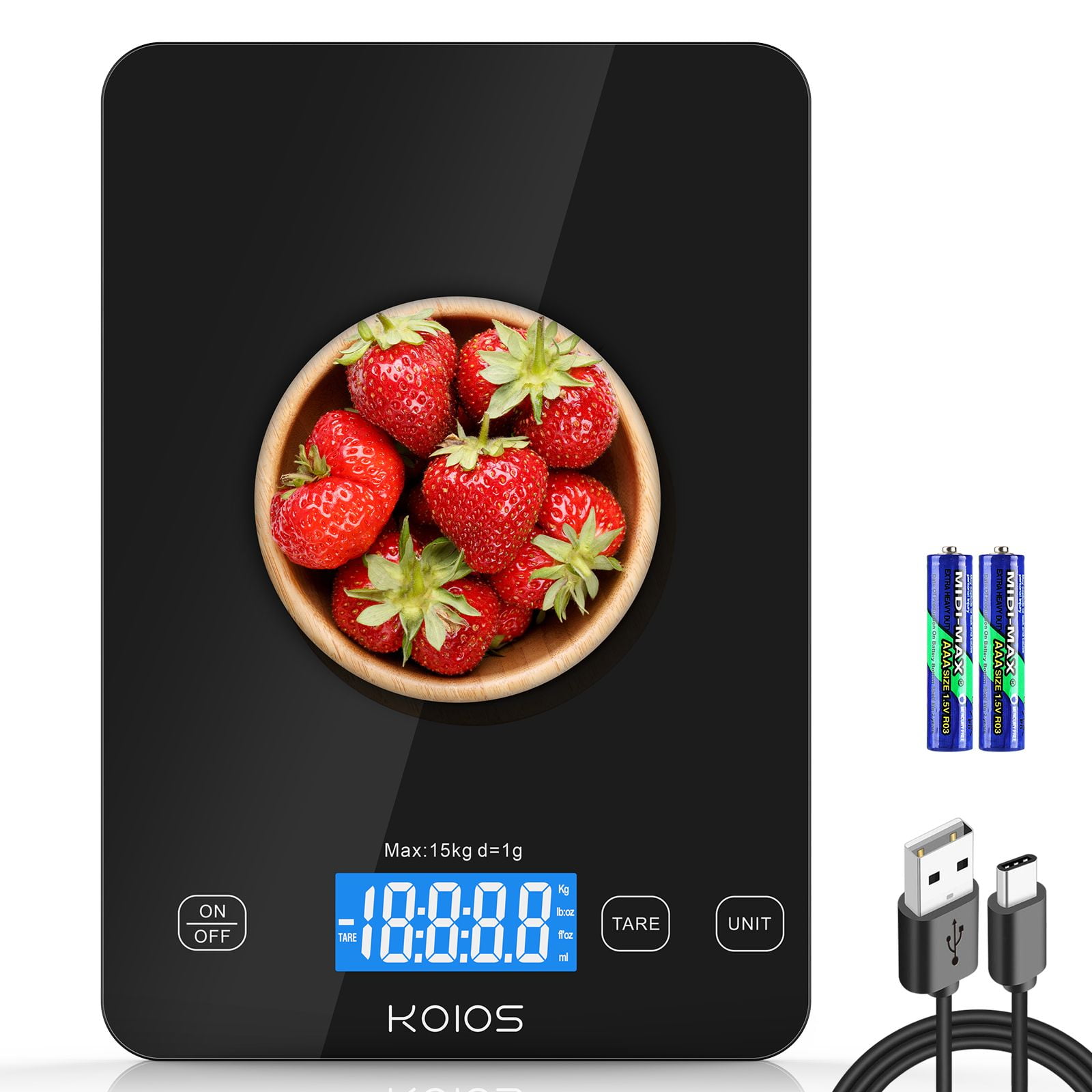 KOIOS Food Scale, 33lb/15kg Digital Kitchen Scale Grams and Ounces for Cooking Baking, 1g/0.1oz ...
