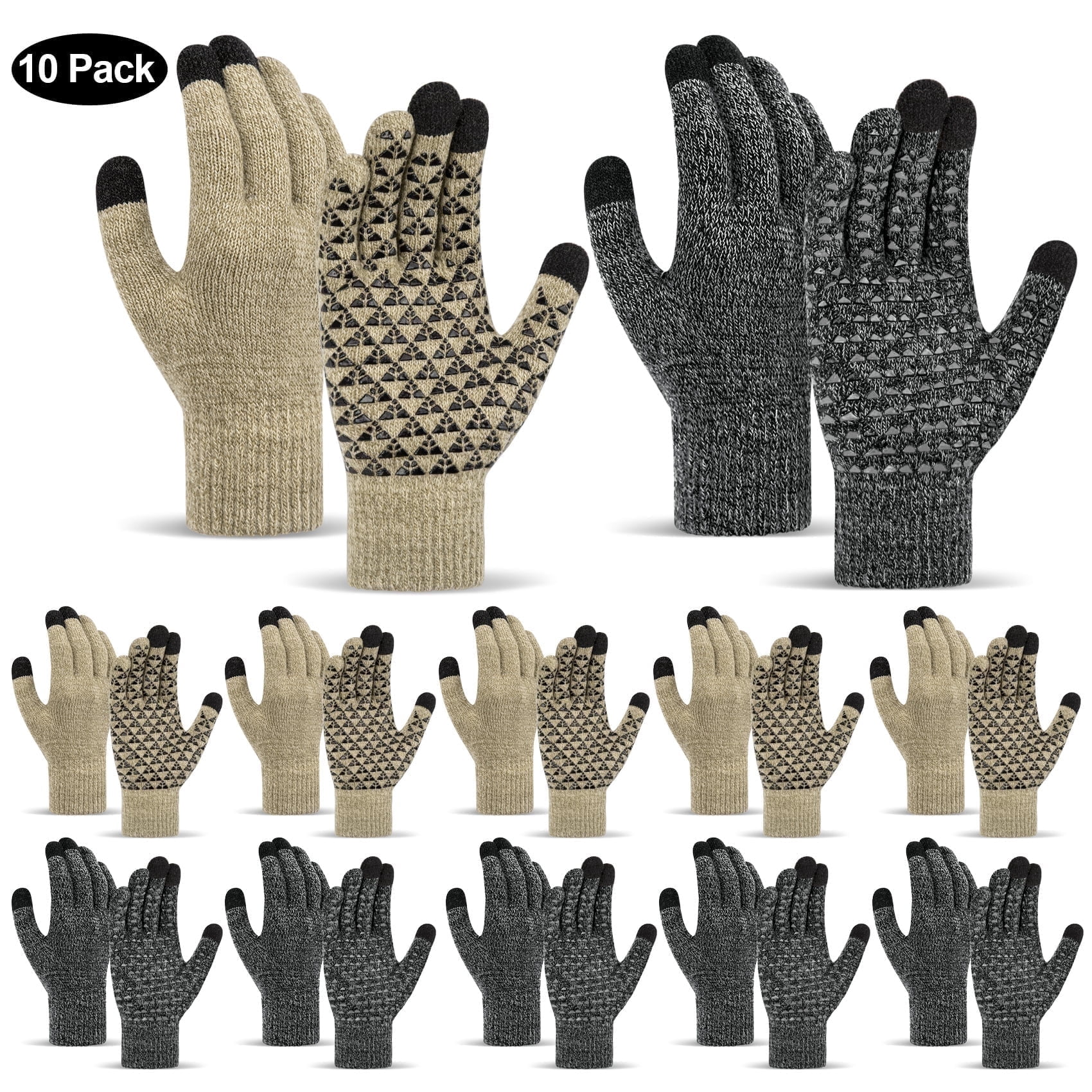 KOITHOT 10 Pairs Winter Gloves for Women and Men, Warm Winter Touch ...