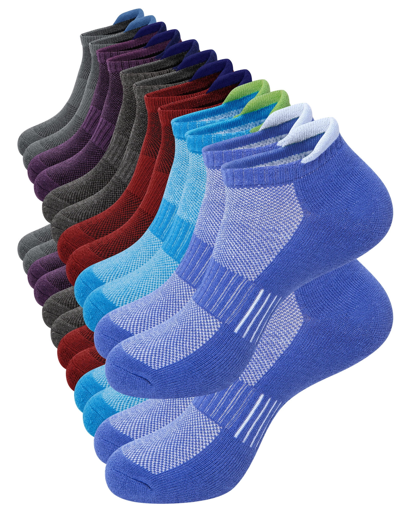 KOITHOT 12 Pairs Men Ankle Socks for Mens Black Cushioned Socks ...
