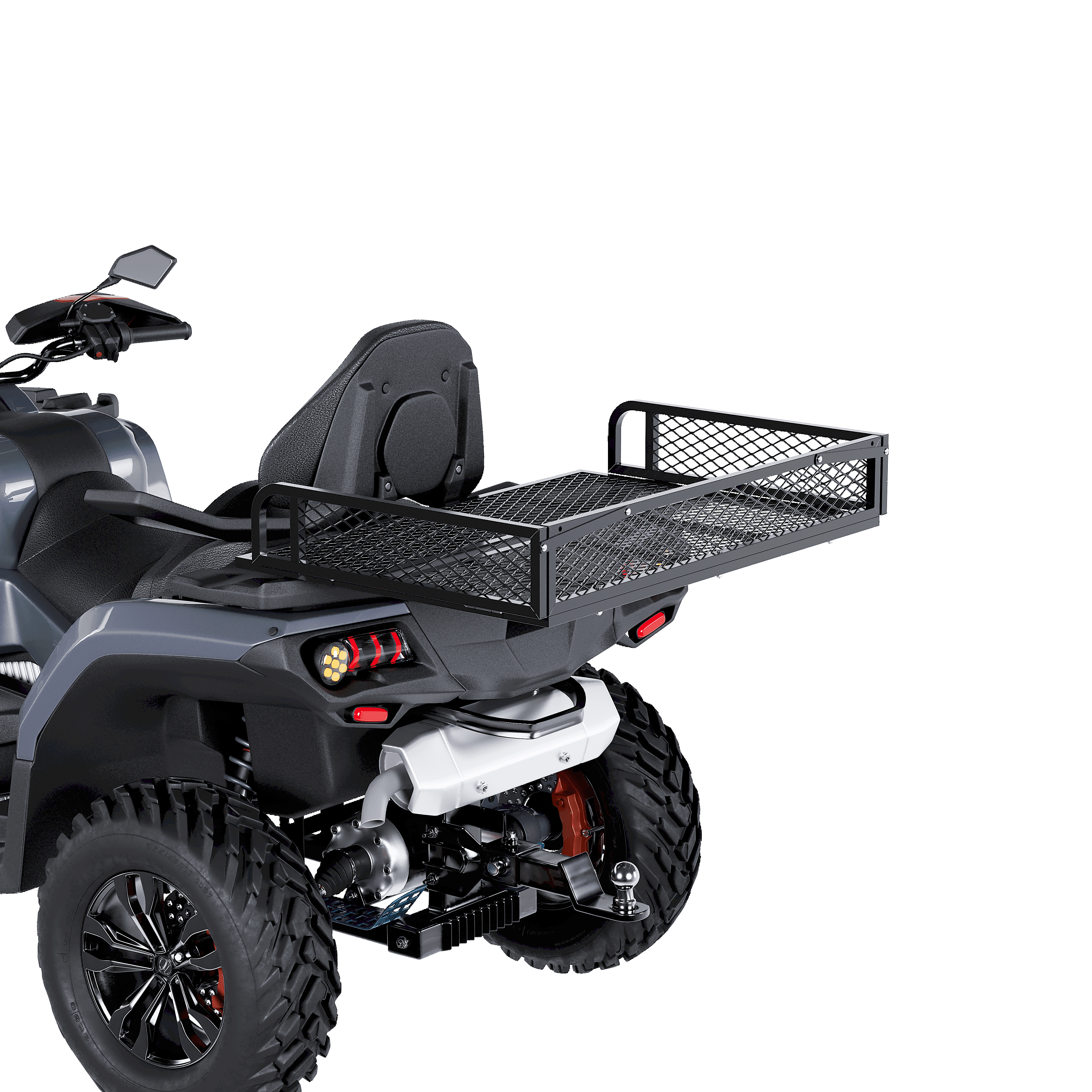 KOJEM 42" Rear Cargo Basket Universal ATV UTV Black Steel Storage Rack ...